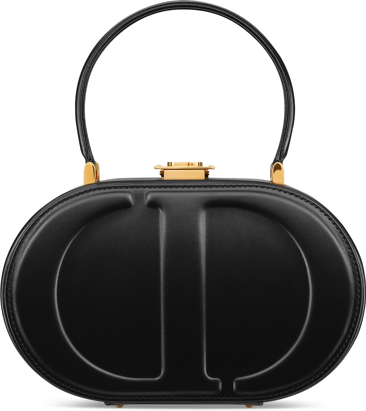 CD Signature Oval Bag Black CD-Embossed Box Calfskin | DIOR