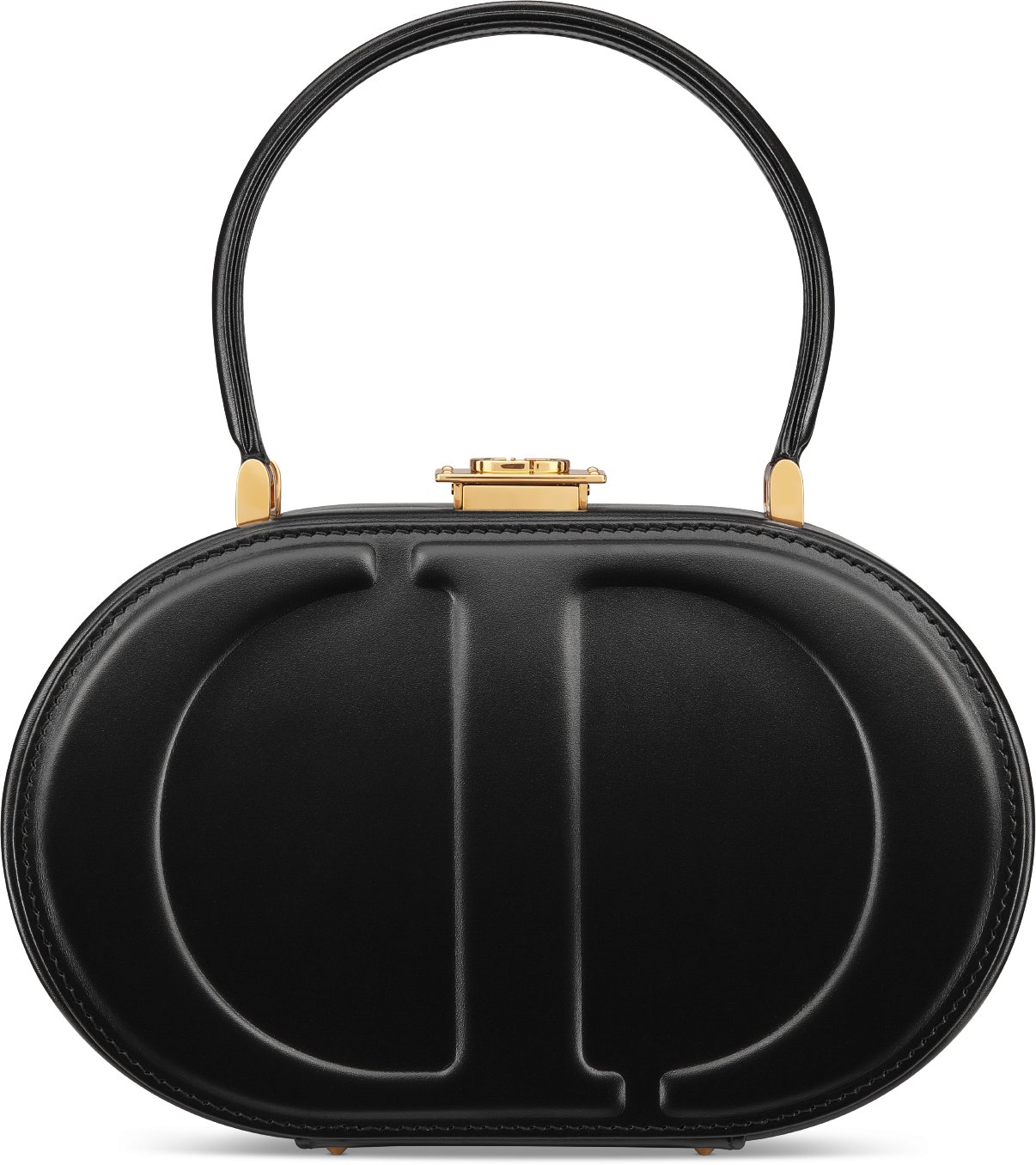CD Signature Oval Bag Black CD-Embossed Box Calfskin | DIOR
