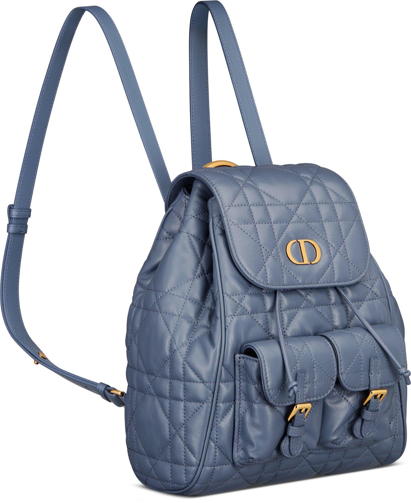 Mittelgroßer Dior Caro Rucksack Macrocannage Lammleder in Denimblau | DIOR