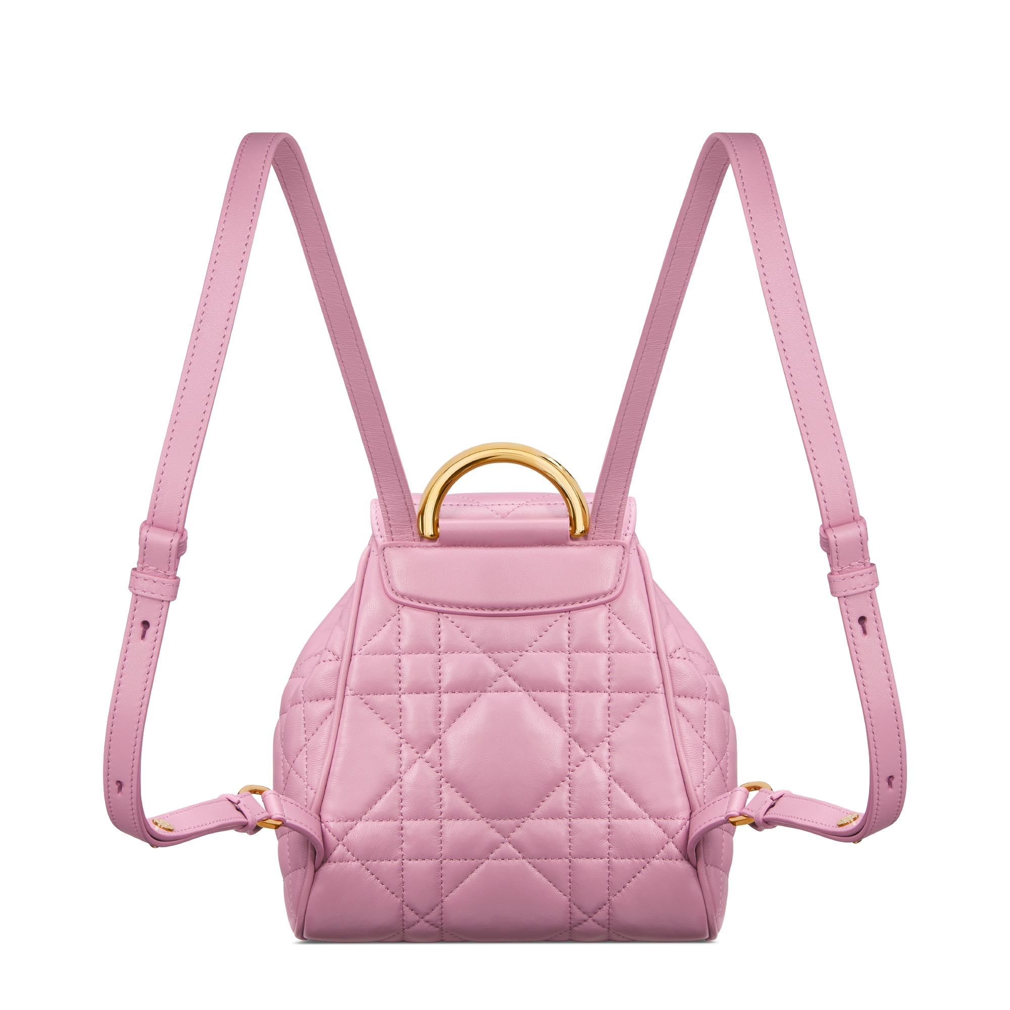 Small Dior Caro Backpack Hydrangea Pink Macrocannage Lambskin | DIOR