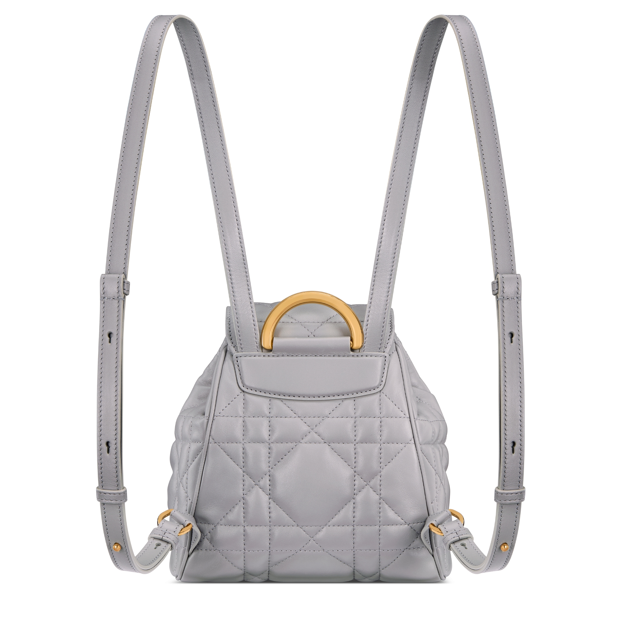Small Dior Caro Backpack Gray Macrocannage Lambskin | DIOR