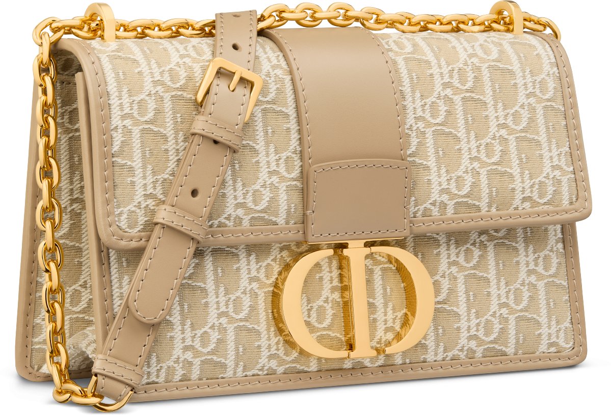 30 Montaigne-tas met ketting Naturelkleurige Dior Oblique-jacquard | DIOR