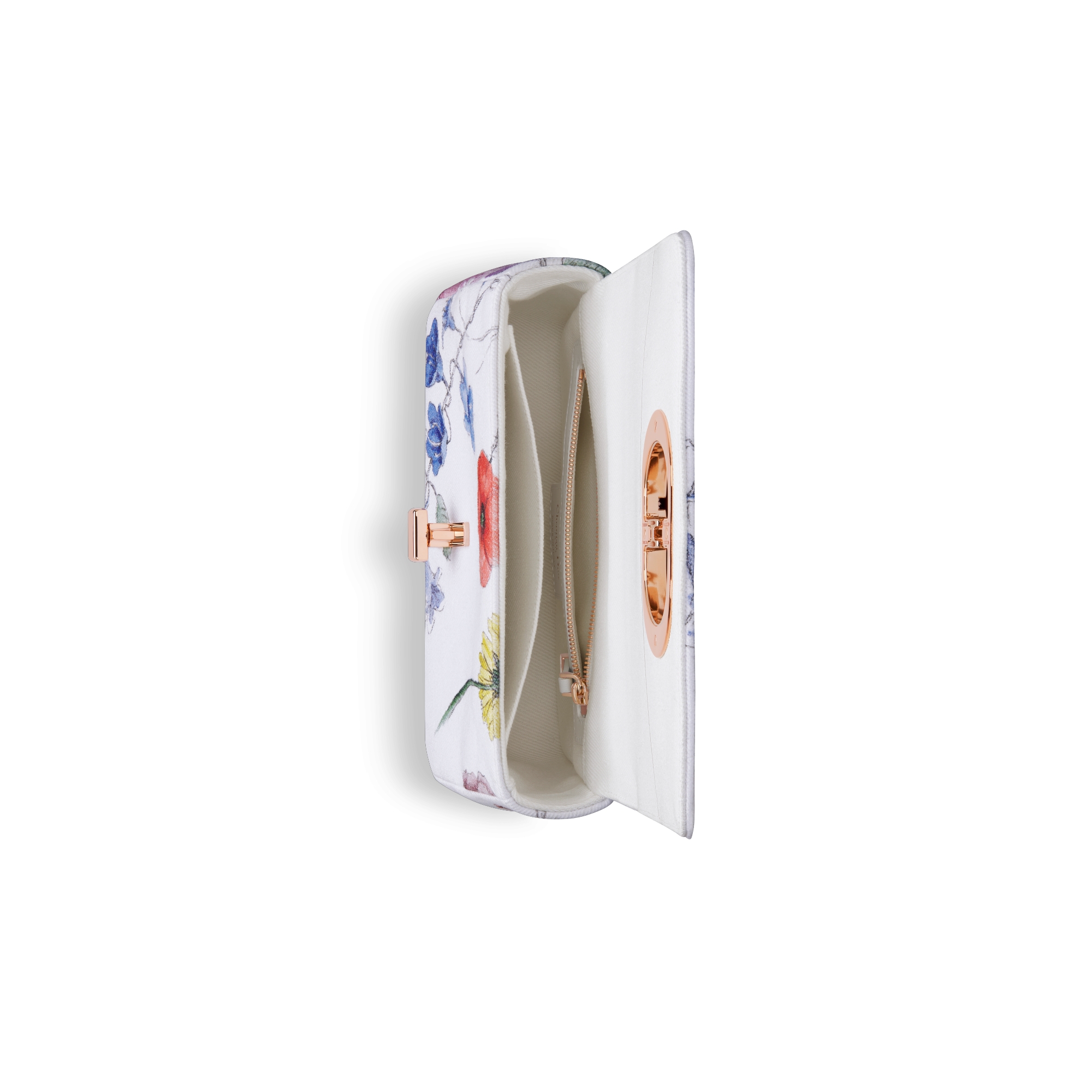 Small Dior Caro Bag White Denim with Multicolor Florilegio Print | DIOR