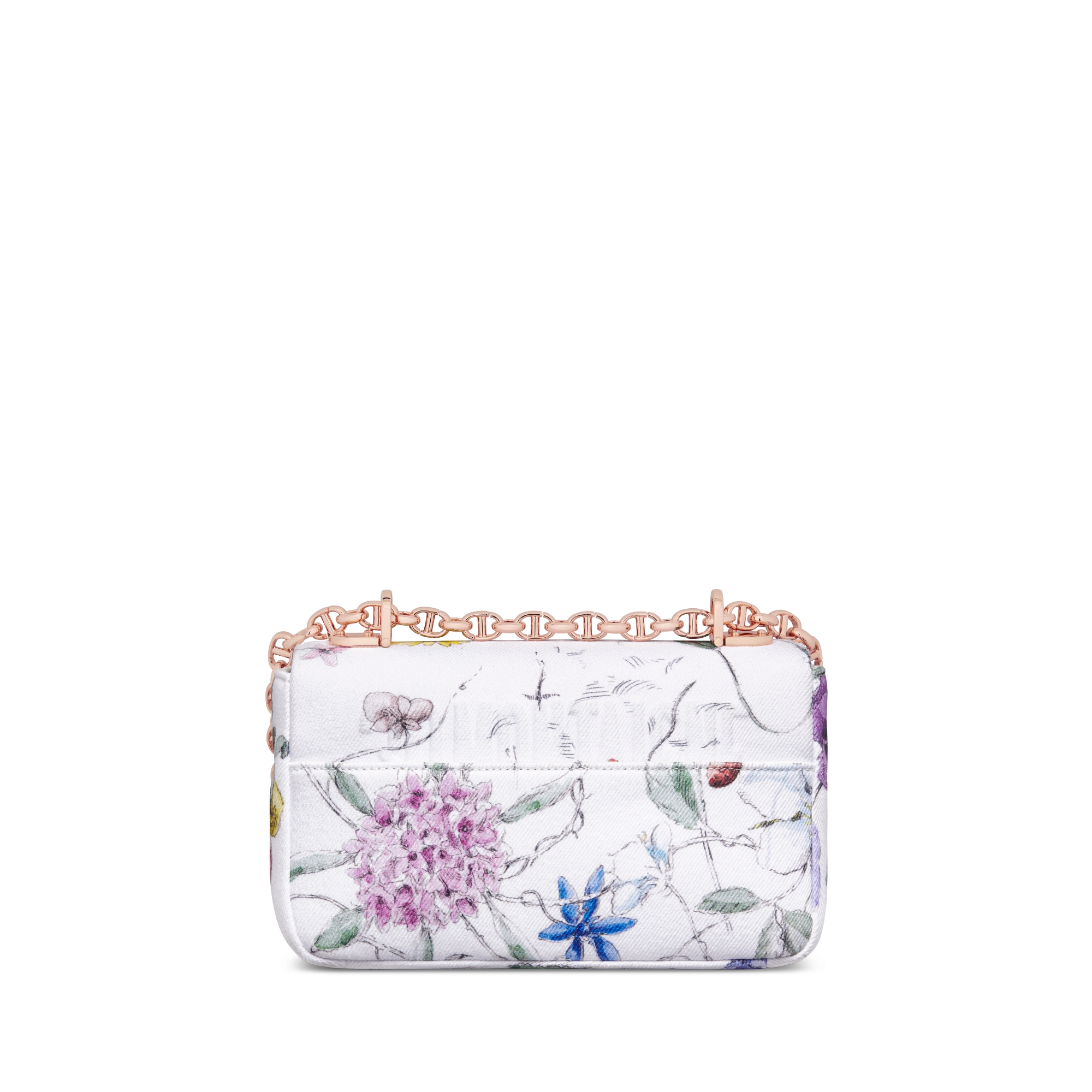 Small Dior Caro Bag White Denim with Multicolor Florilegio Print | DIOR