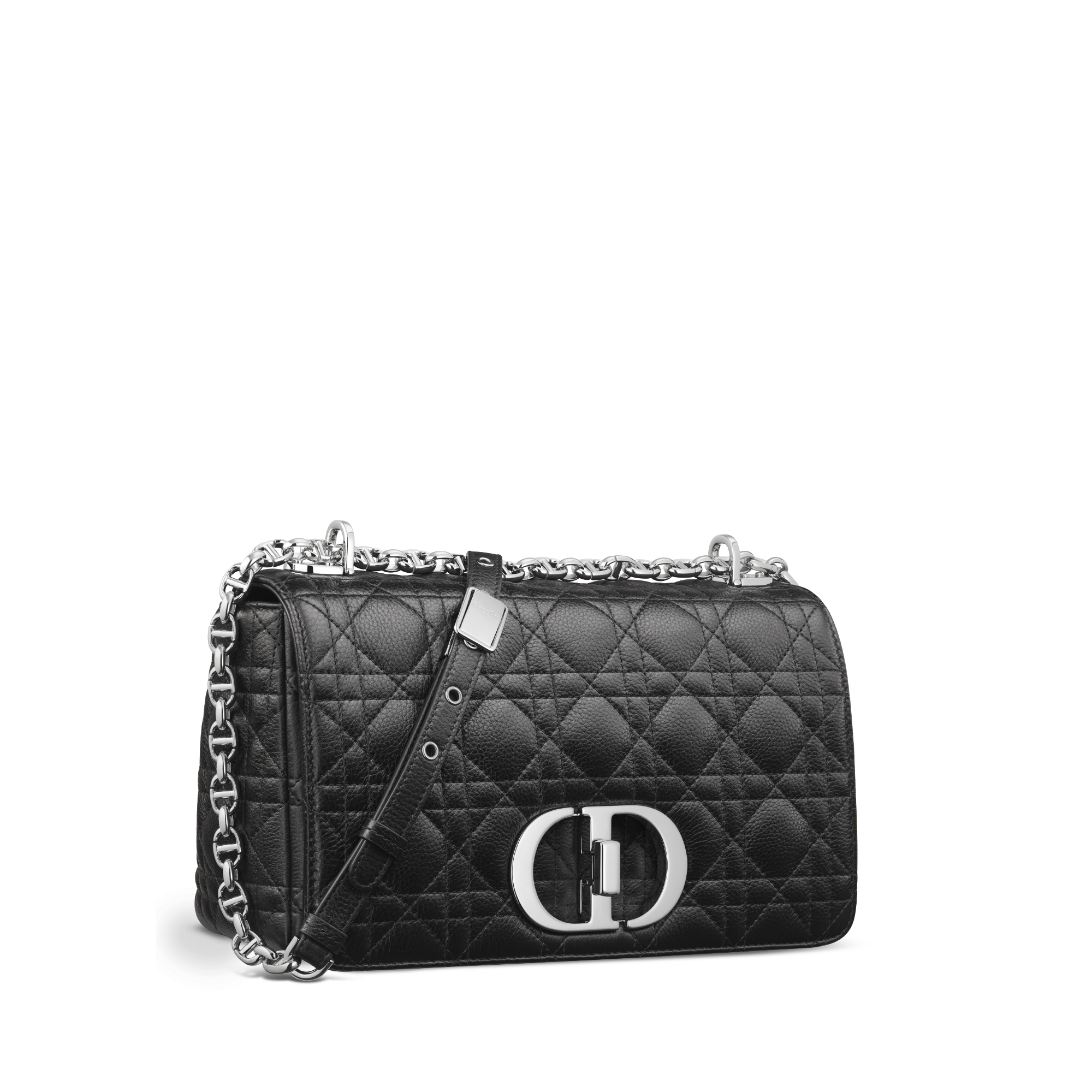 Medium Dior Caro Bag Black Supple Cannage Calfskin | DIOR