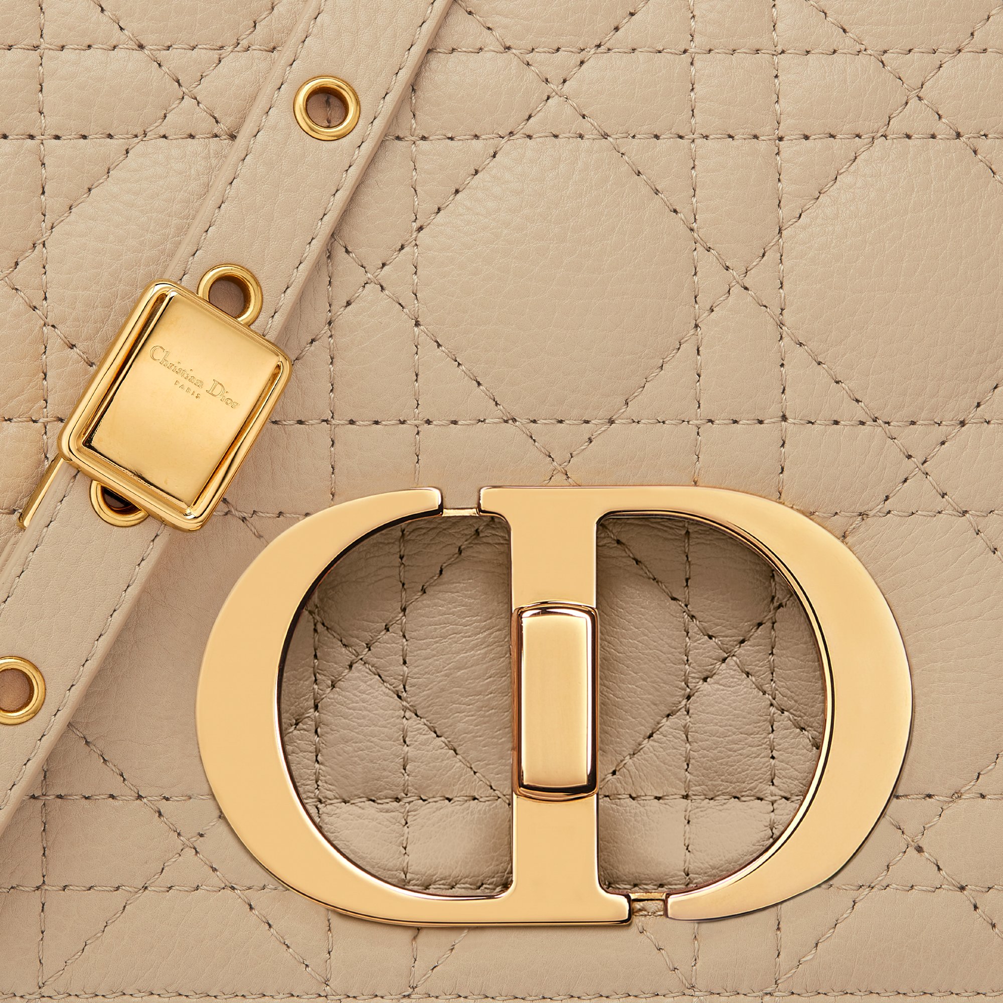 Medium Dior Caro Bag Rope Beige Supple Cannage Calfskin | DIOR