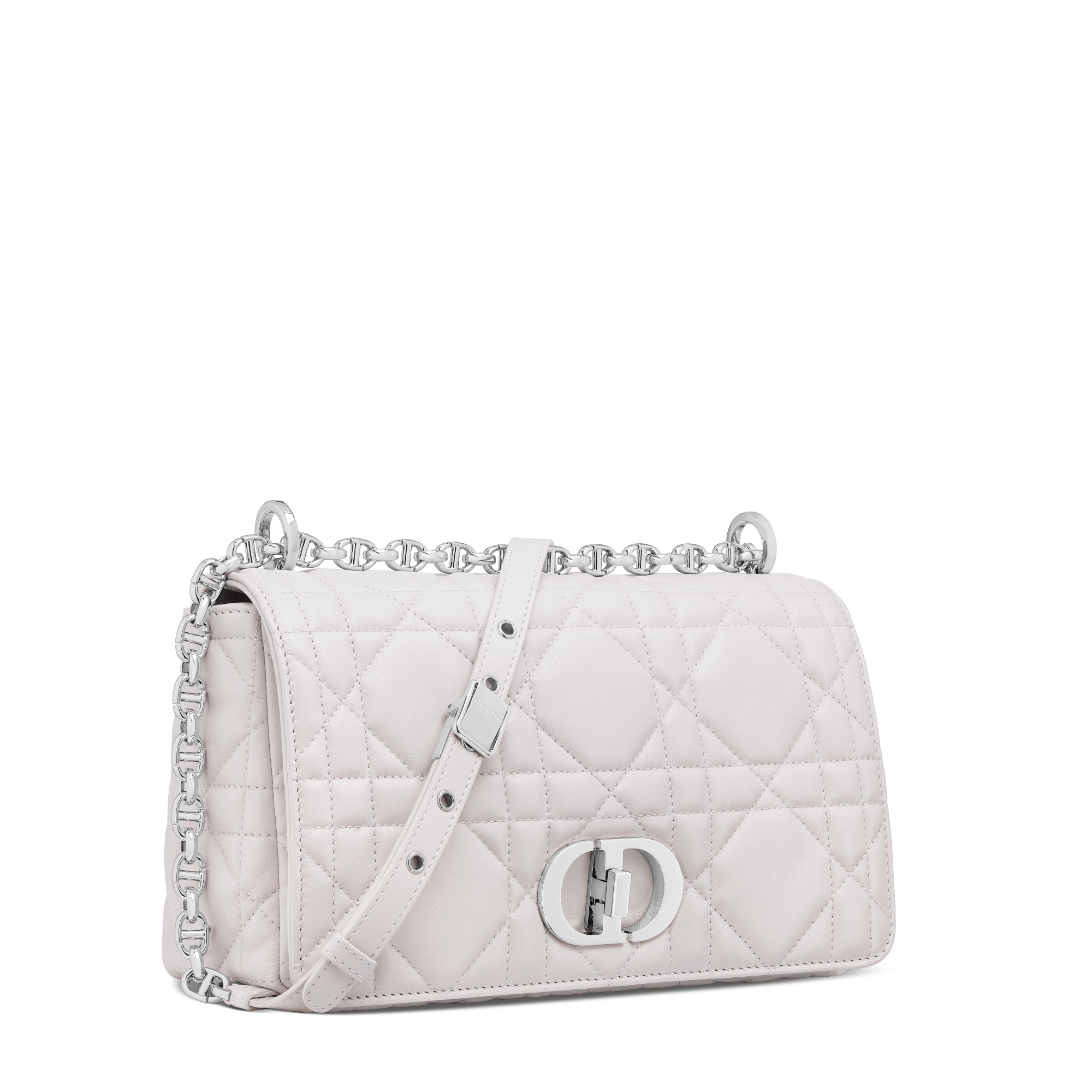 中碼 Soft Dior Caro 手袋 柔灰色大型藤格紋圖案羊皮 | DIOR