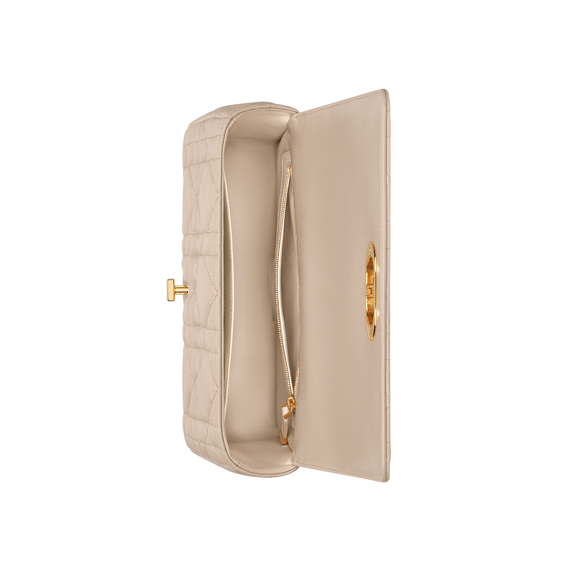 Medium Soft Dior Caro Bag Powder Beige Macrocannage Lambskin | DIOR