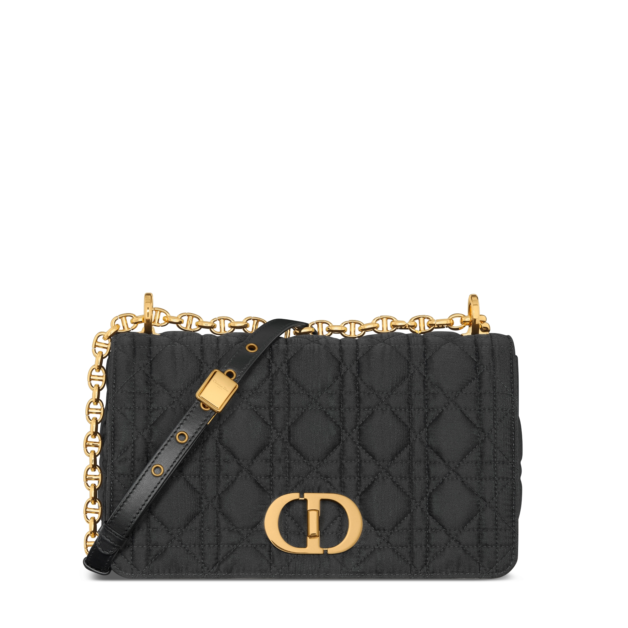 Medium Soft Dior Caro Bag Black Cannage Technical Moiré | DIOR