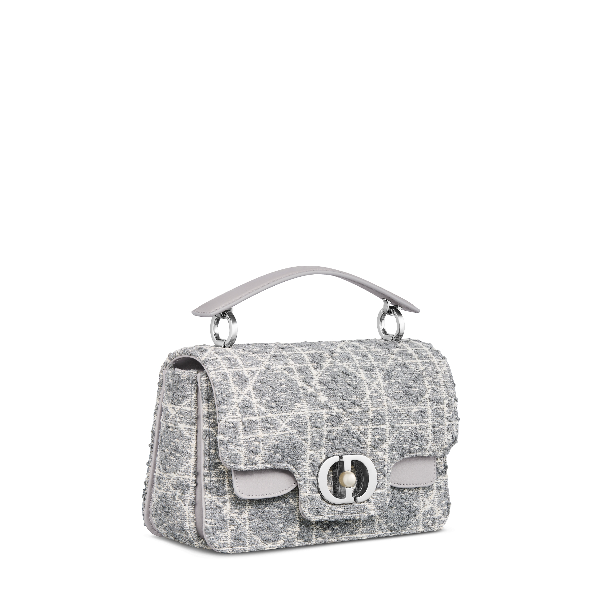 Small Dior Jolie Top Handle Bag Gray Cannage Tweed | DIOR