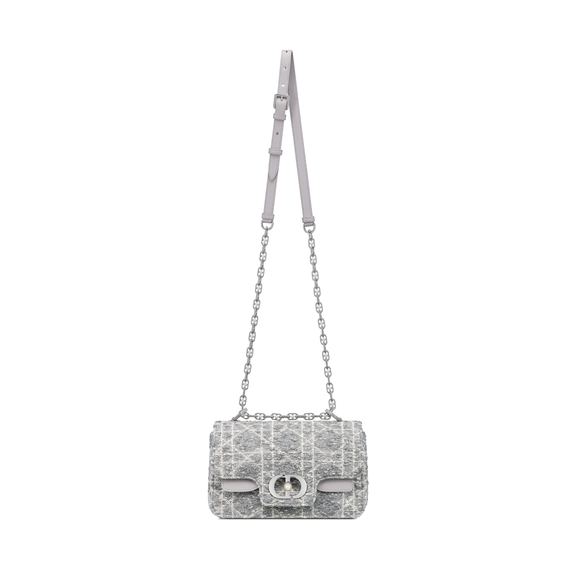 Small Dior Jolie Top Handle Bag Gray Cannage Tweed | DIOR