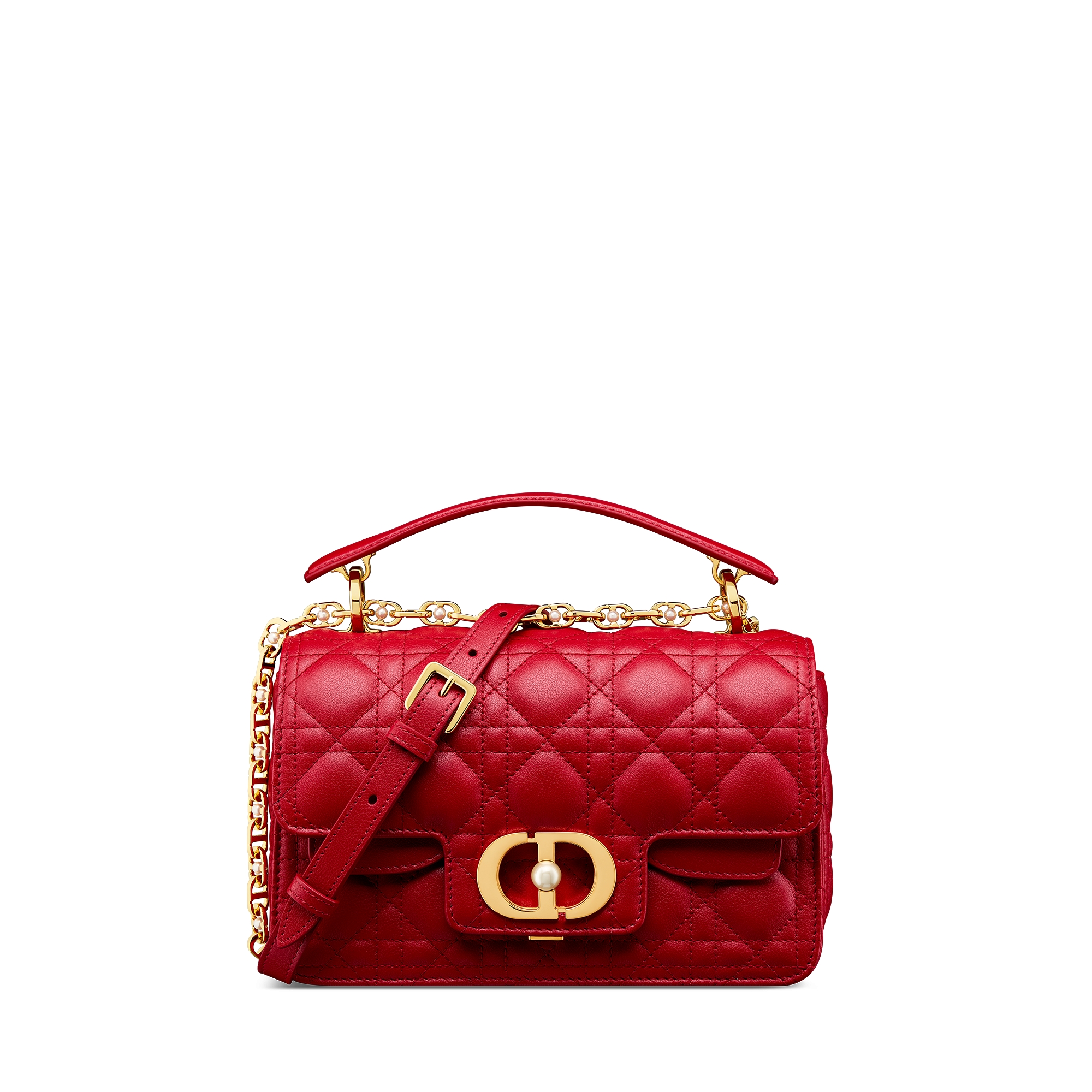 Sac Top Handle Dior Jolie Small Cuir de veau Cannage rouge grenat | DIOR