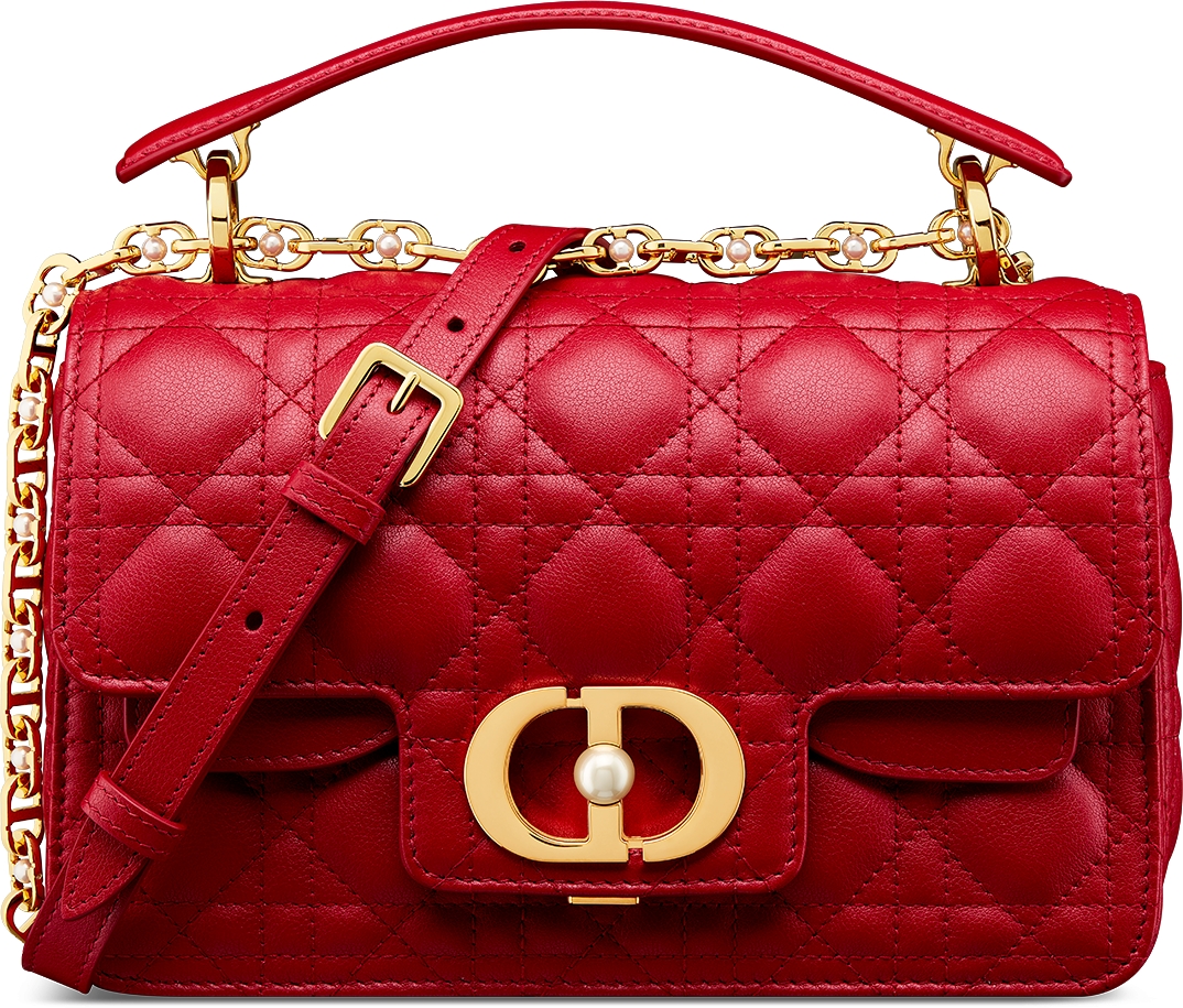 Small Dior Jolie Top Handle Bag Garnet Red Cannage Calfskin | DIOR