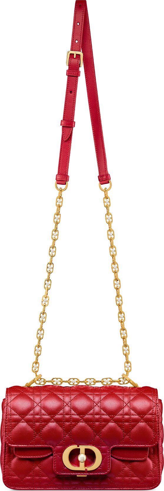 Sac Top Handle Dior Jolie Small Cuir de veau Cannage rouge grenat | DIOR