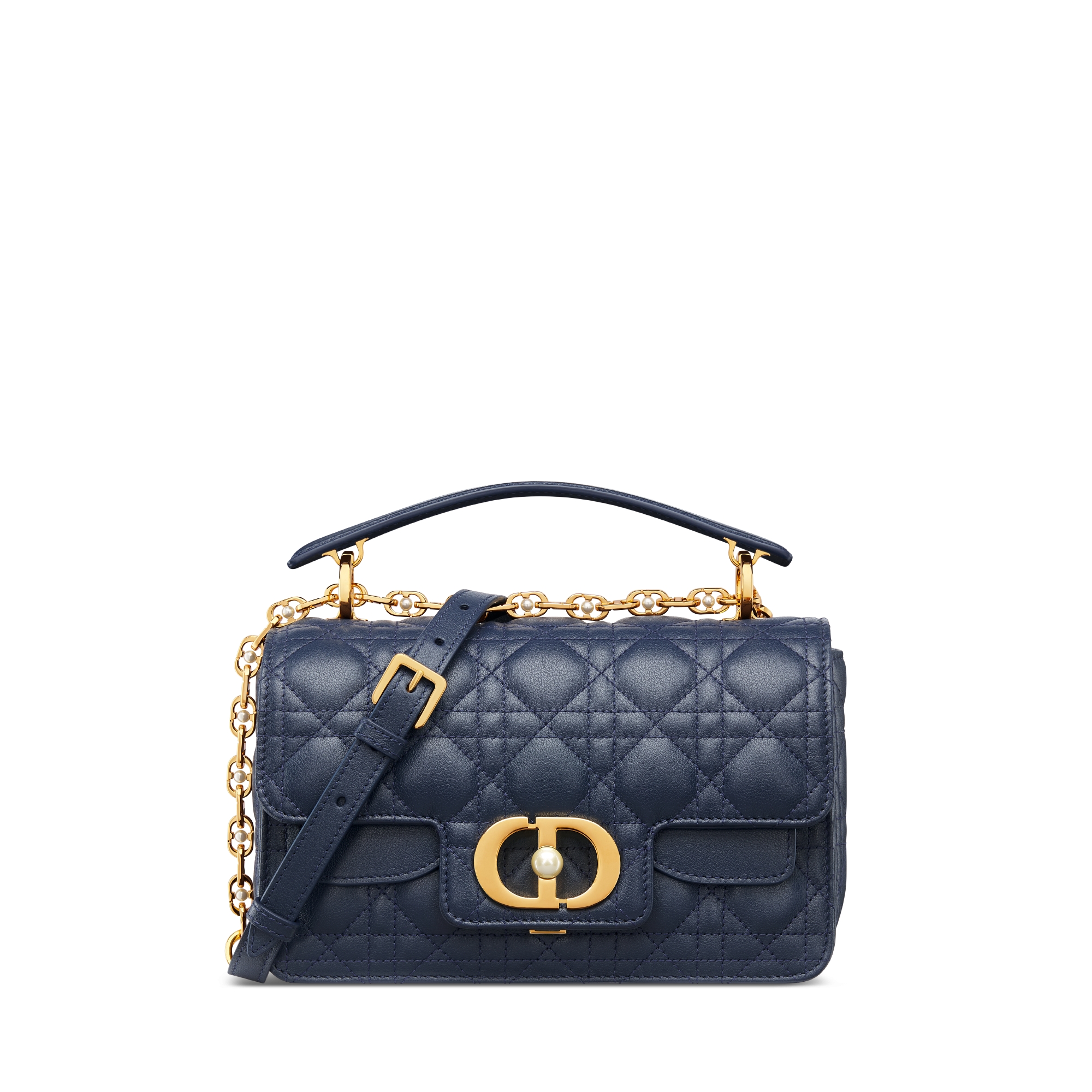 Small Dior Jolie Top Handle Bag Deep Ocean Blue Cannage Calfskin | DIOR