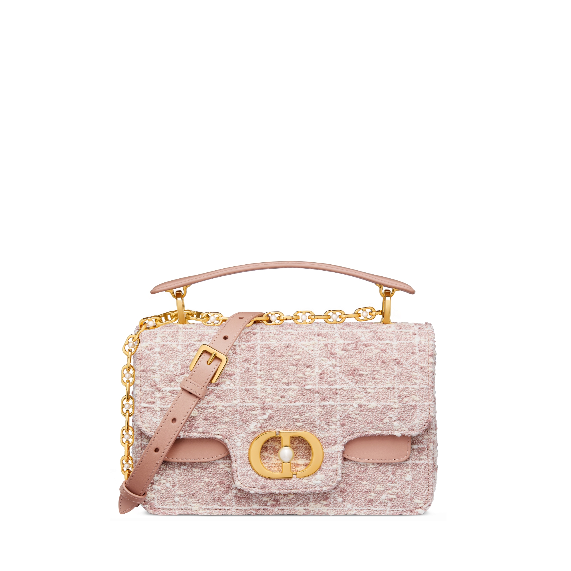 Small Dior Jolie Top Handle Bag Black Tweed with White Cannage Motif | DIOR