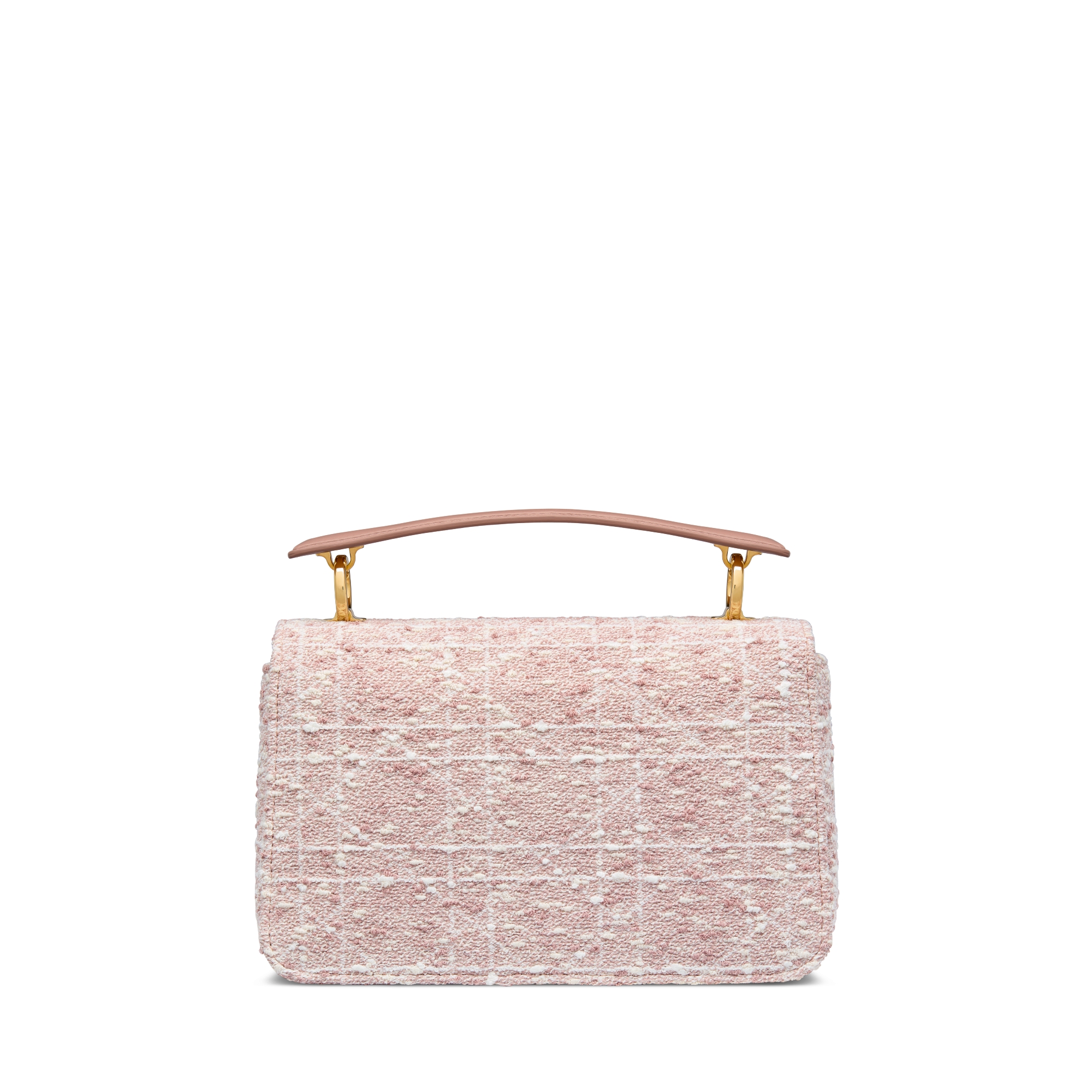 Kleine Dior Jolie Top Handle-tas Rose des Vents en wit tweed met ...