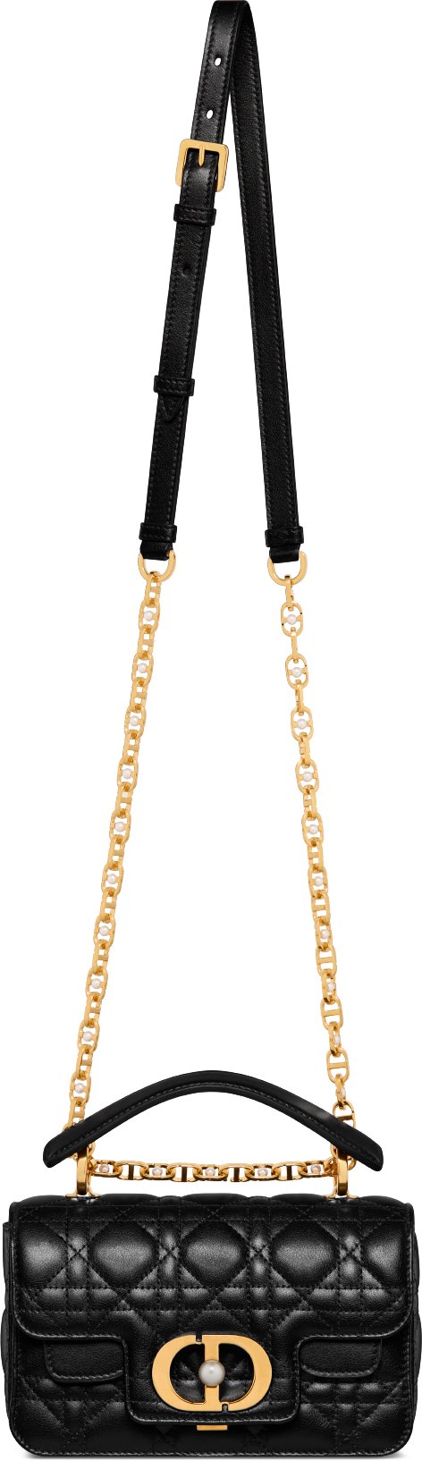 Mini Dior Jolie Top Handle-tas Zwart kalfsleer met Cannage-motief | DIOR