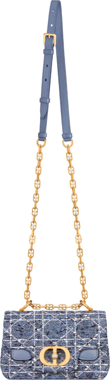 Mini Dior Jolie Top Handle Bag Denim Blue Tweed with White Cannage ...