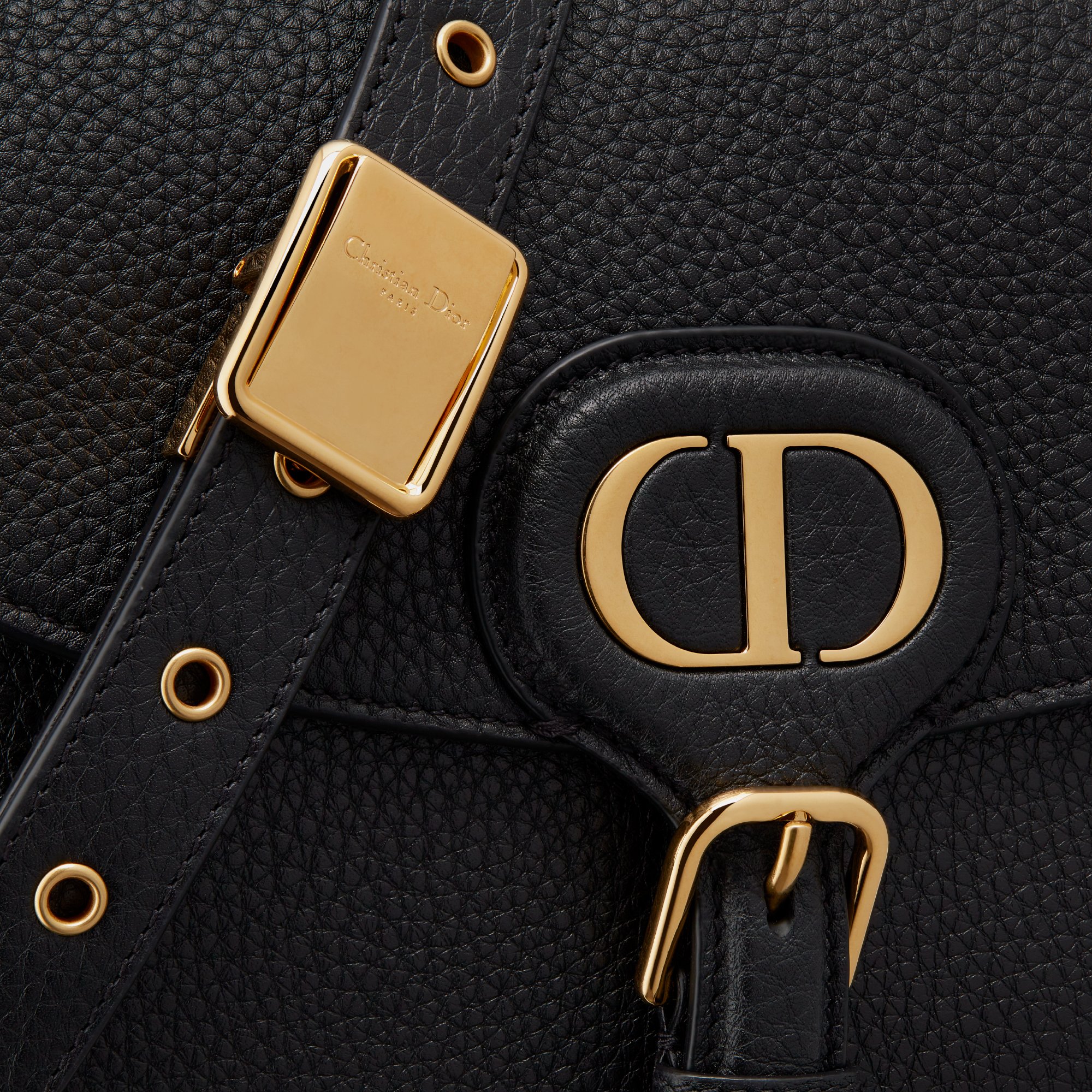 Medium Dior Bobby Bag Black Grained Calfskin | DIOR