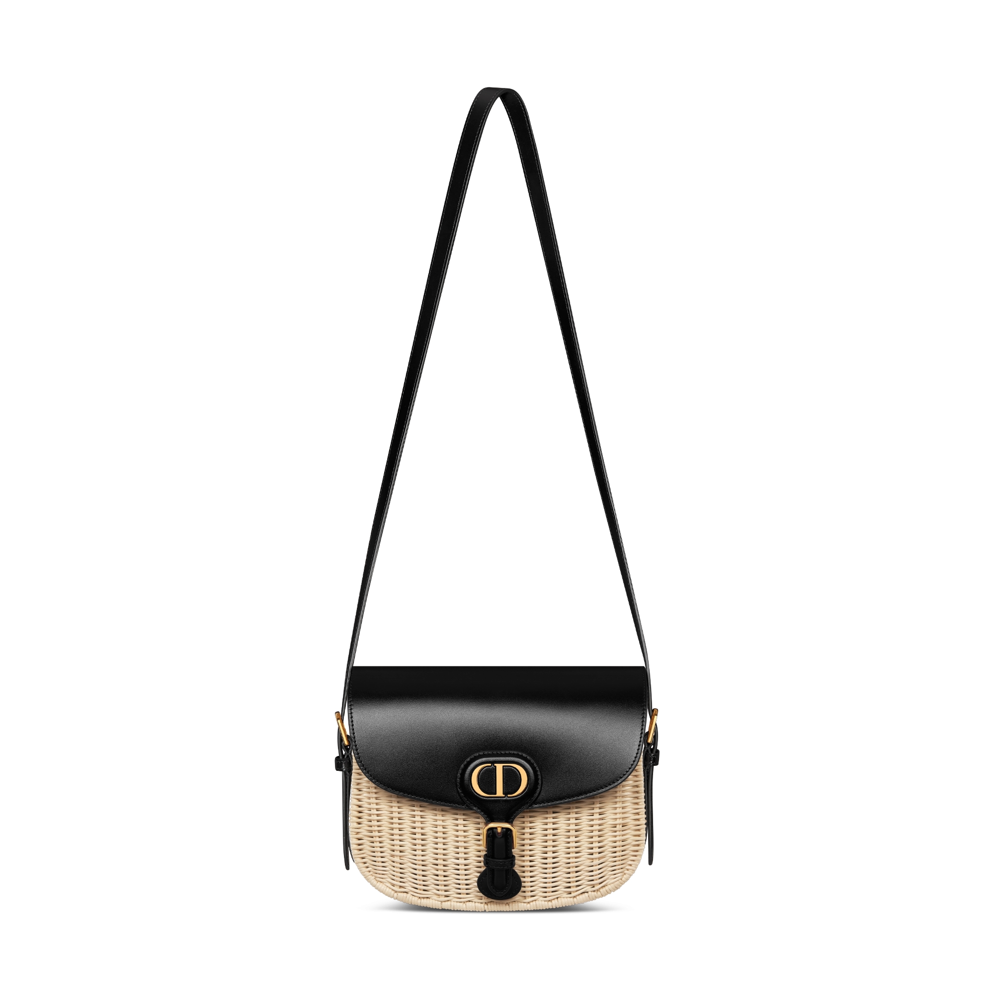 Medium Dior Bobby Bag Natural Rattan and Black Smooth Calfskin | DIOR
