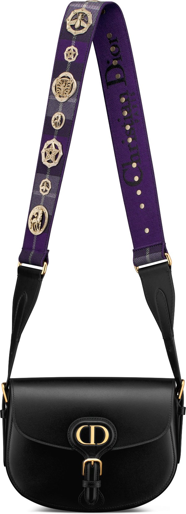 Medium Dior Bobby Bag with Strap Black Smooth Calfskin | DIOR