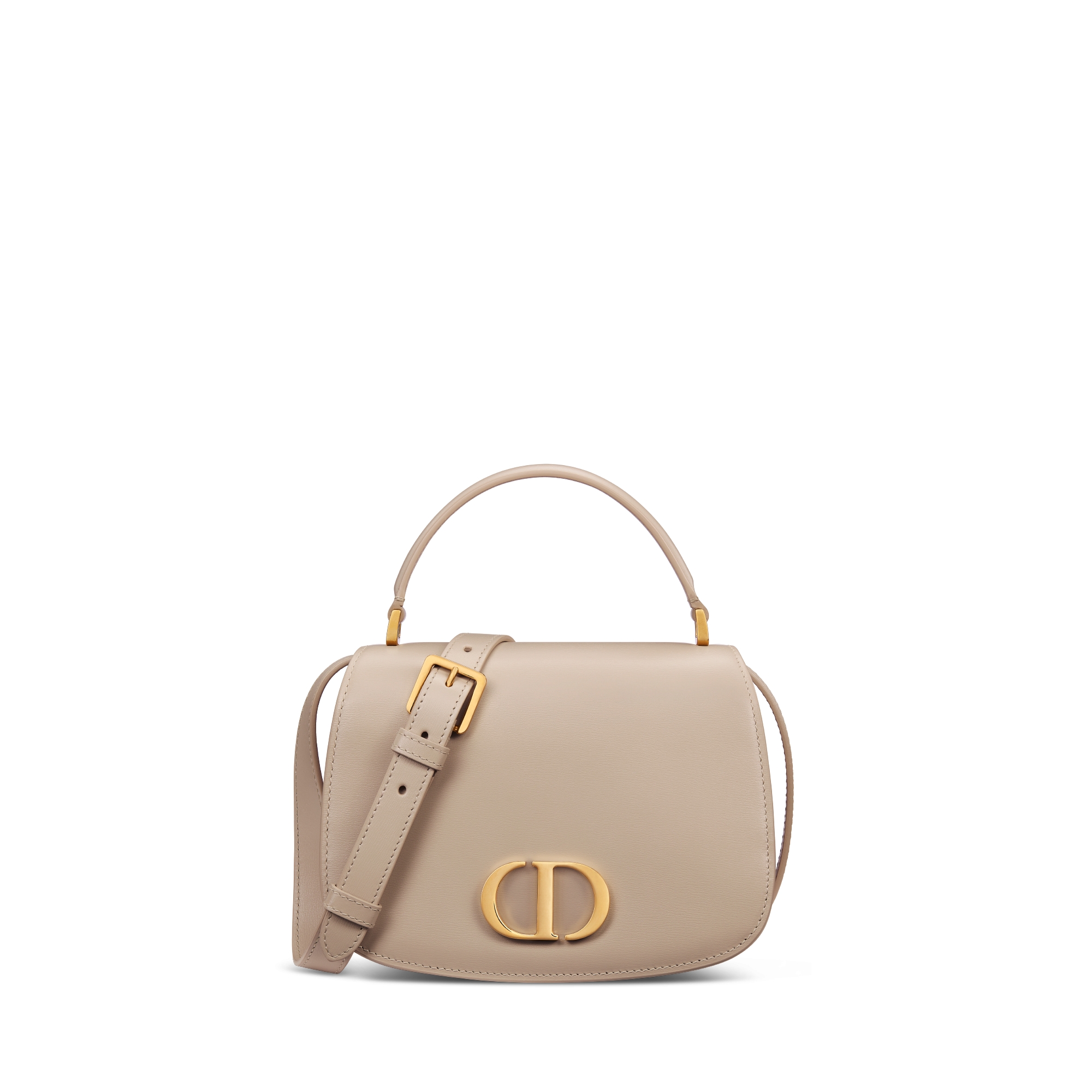 Medium 30 Montaigne Avenue Top Handle Bag Powder Beige Ribbed Calfskin ...