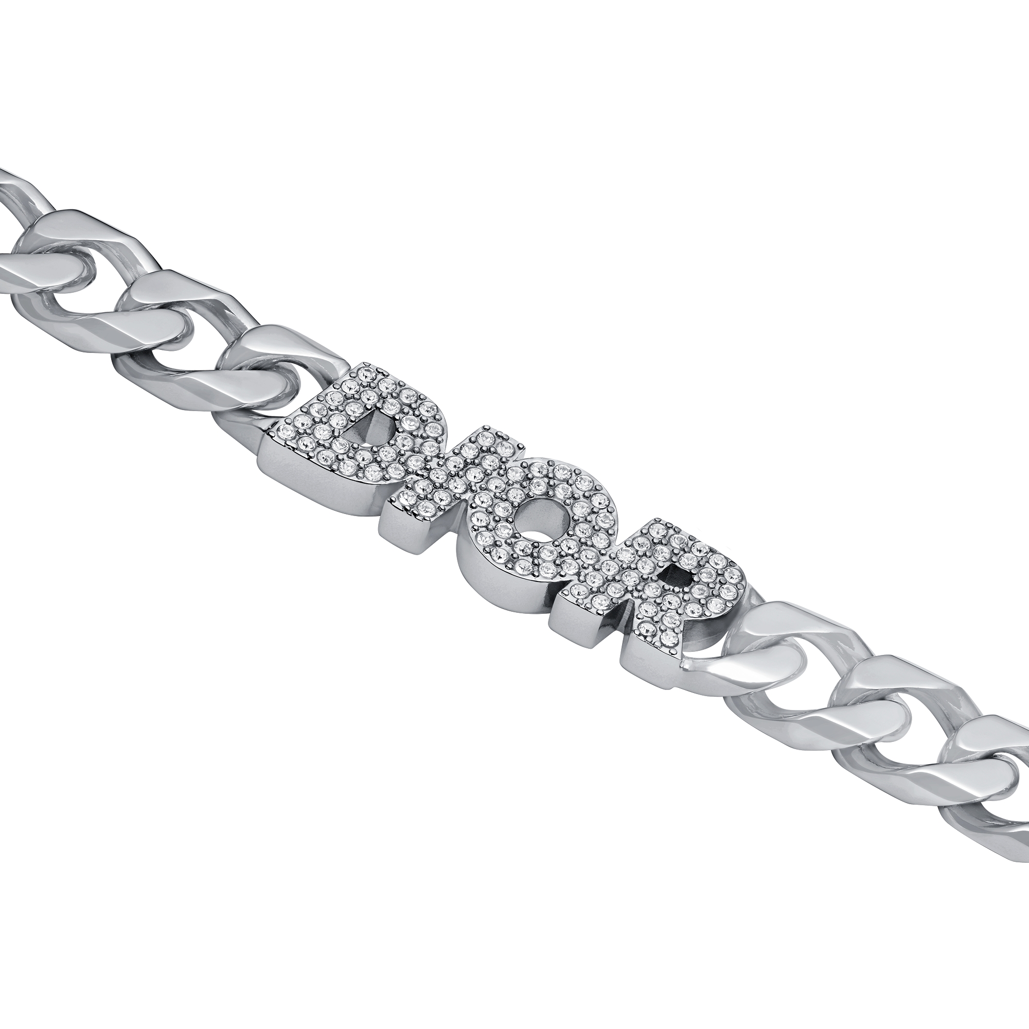 Dior Italic Chain Link Necklace Silver-Finish Brass and White Crystals ...