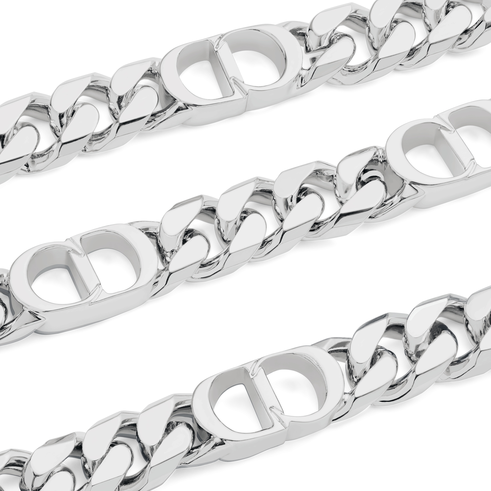 CD Icon Thin Chain Link Necklace Silver-Finish Brass | DIOR