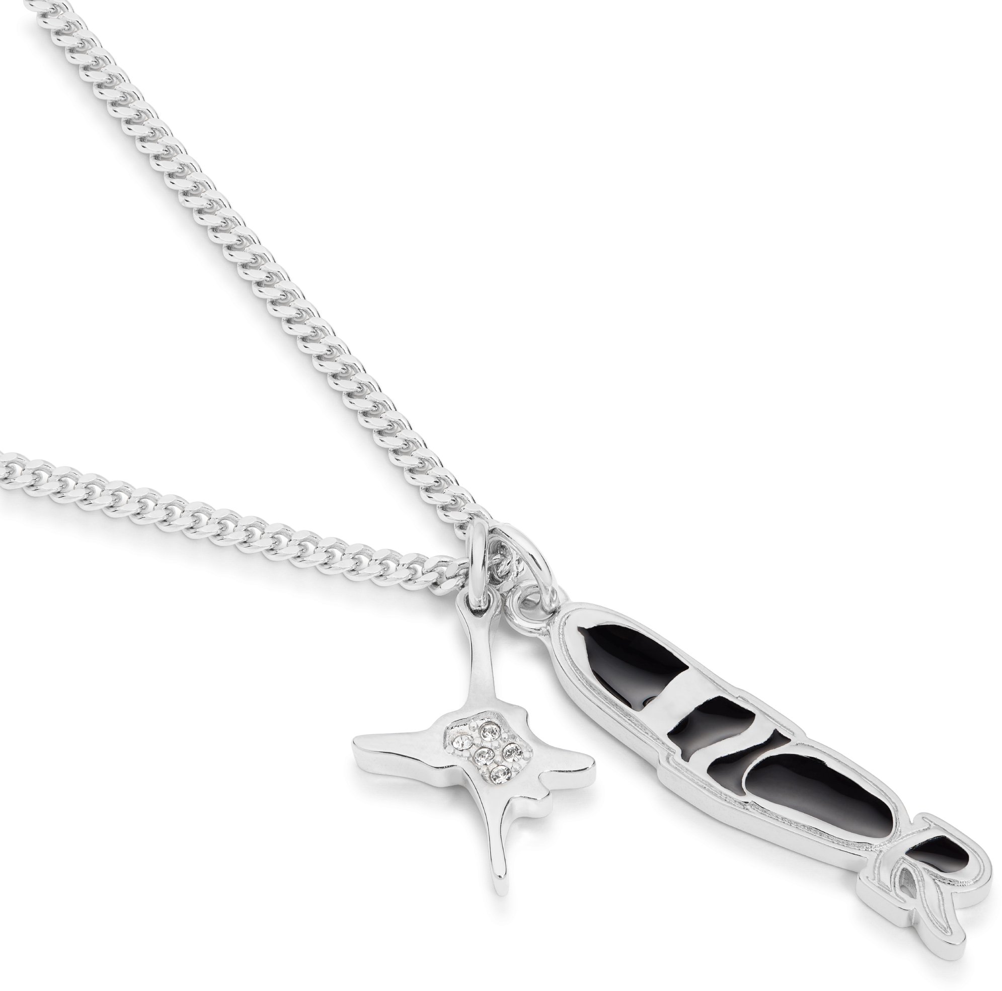 DIOR AND LEWIS HAMILTON Pendant Necklace Silver-Finish Brass with Black ...