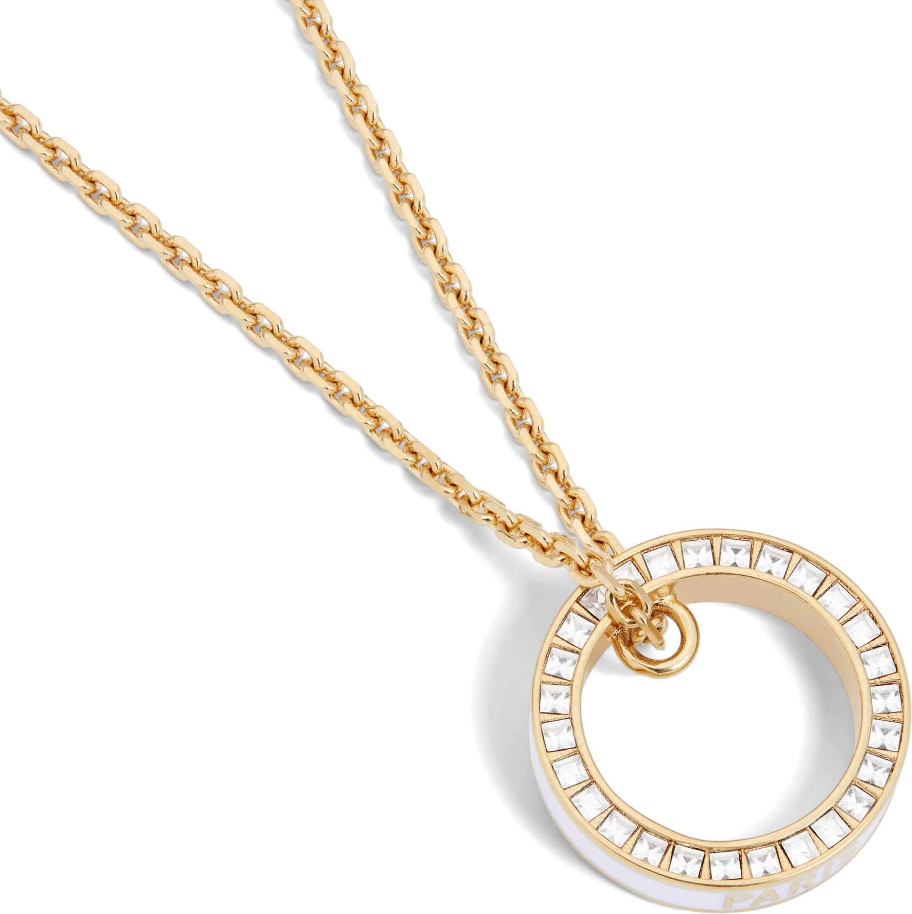 Dior Night Code 목걸이 골드 피니시 메탈 & 화이트 크리스탈, 화이트 래커 | DIOR