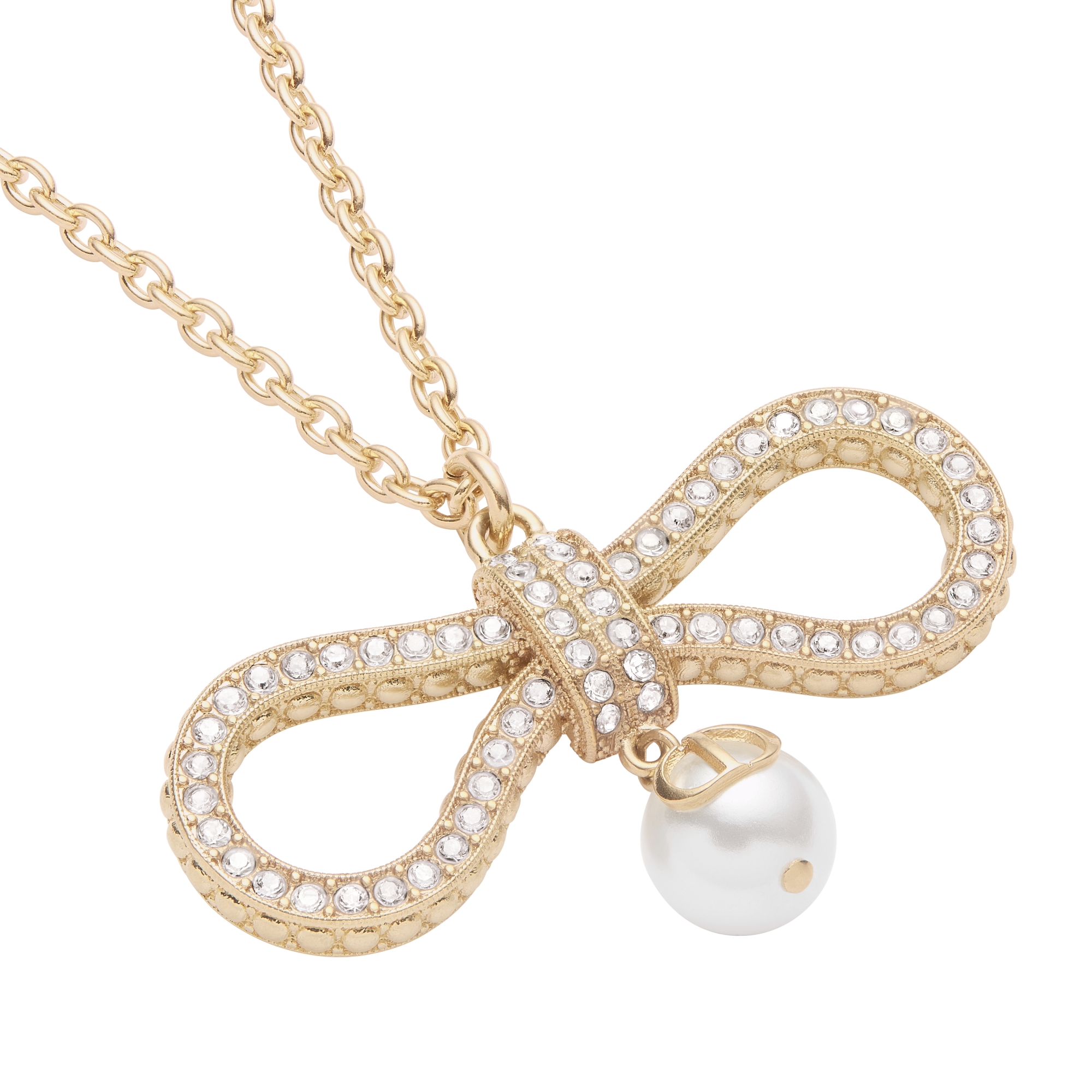 Le Nœud de Dior Necklace Champagne-Finish Metal with a White Resin ...