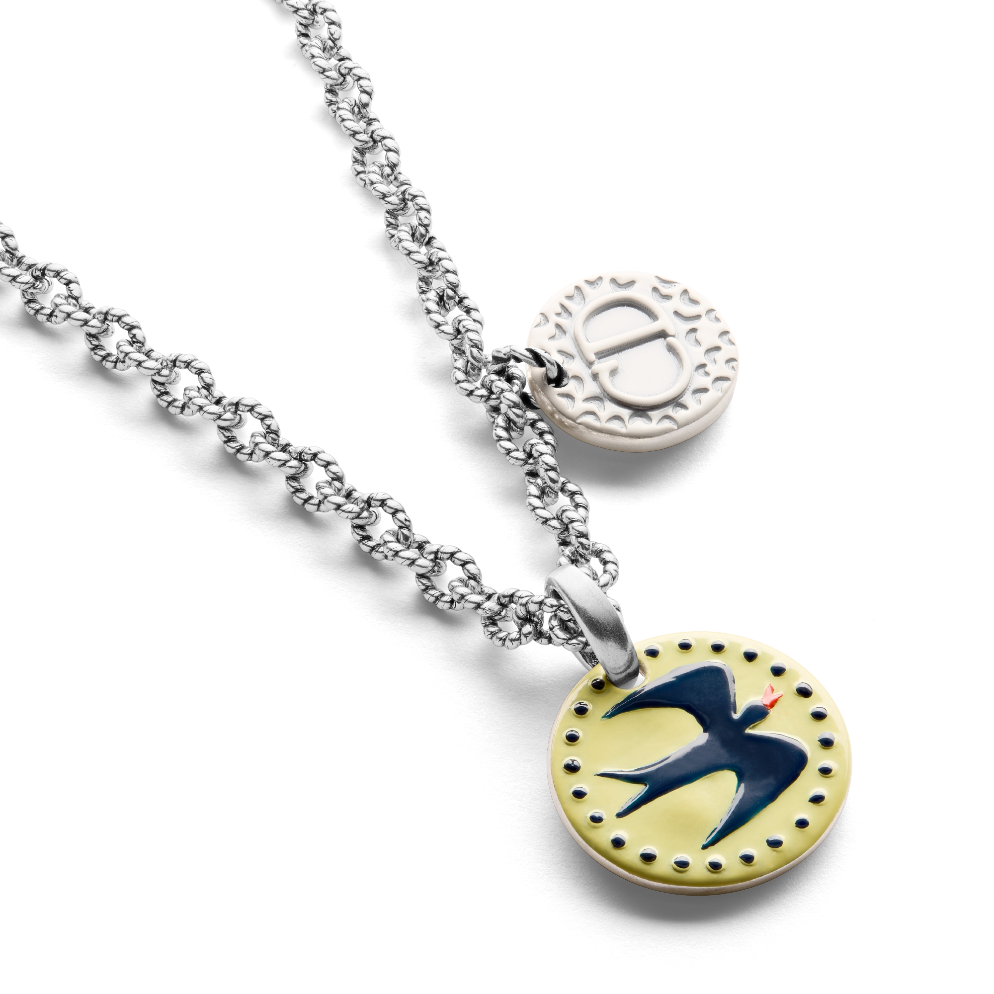 DIOR AND HYLTON NEL Pendant Necklace Silver-Finish Brass with Yellow ...