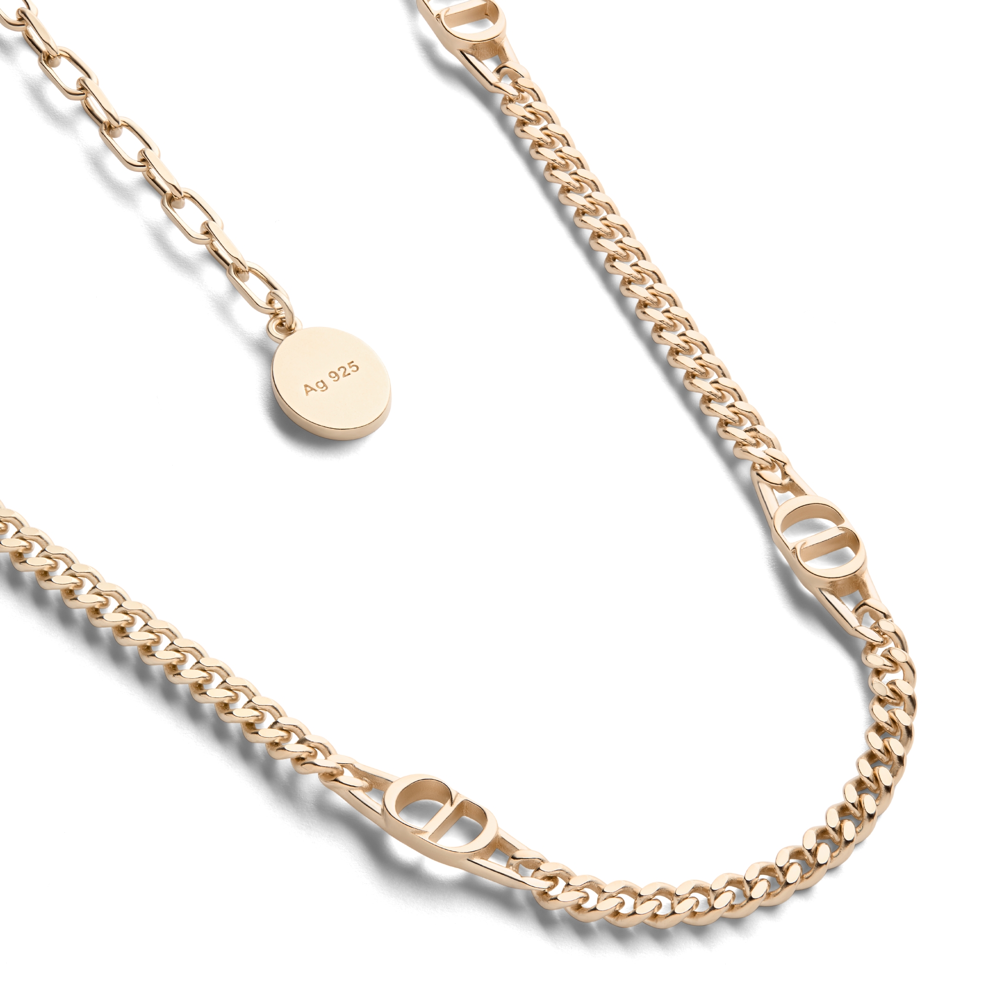 CD Icon Thin Chain Link Necklace Gold-Plated Silver | DIOR