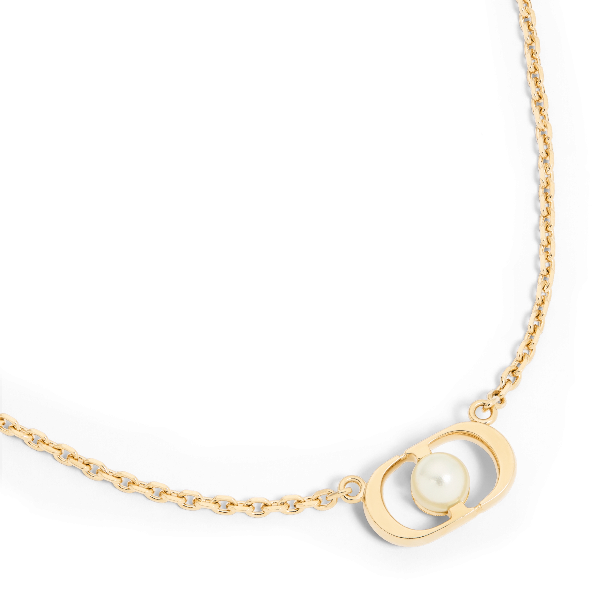 Petit CD Jolie Necklace Gold-Finish Metal and White Resin Pearl | DIOR