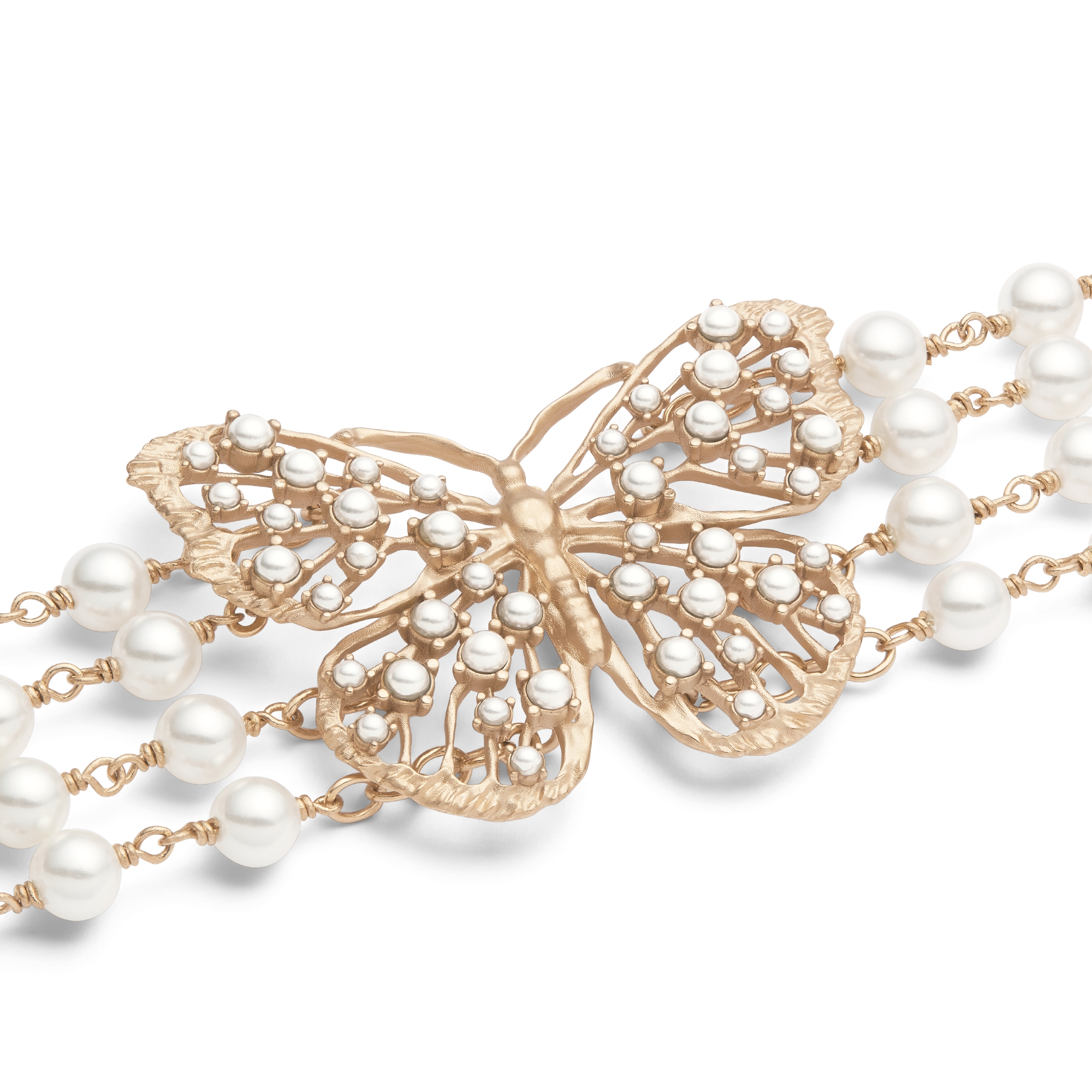 Gargantilla Toile de Jouy Papillon Metal dorado mate y abalorios de ...