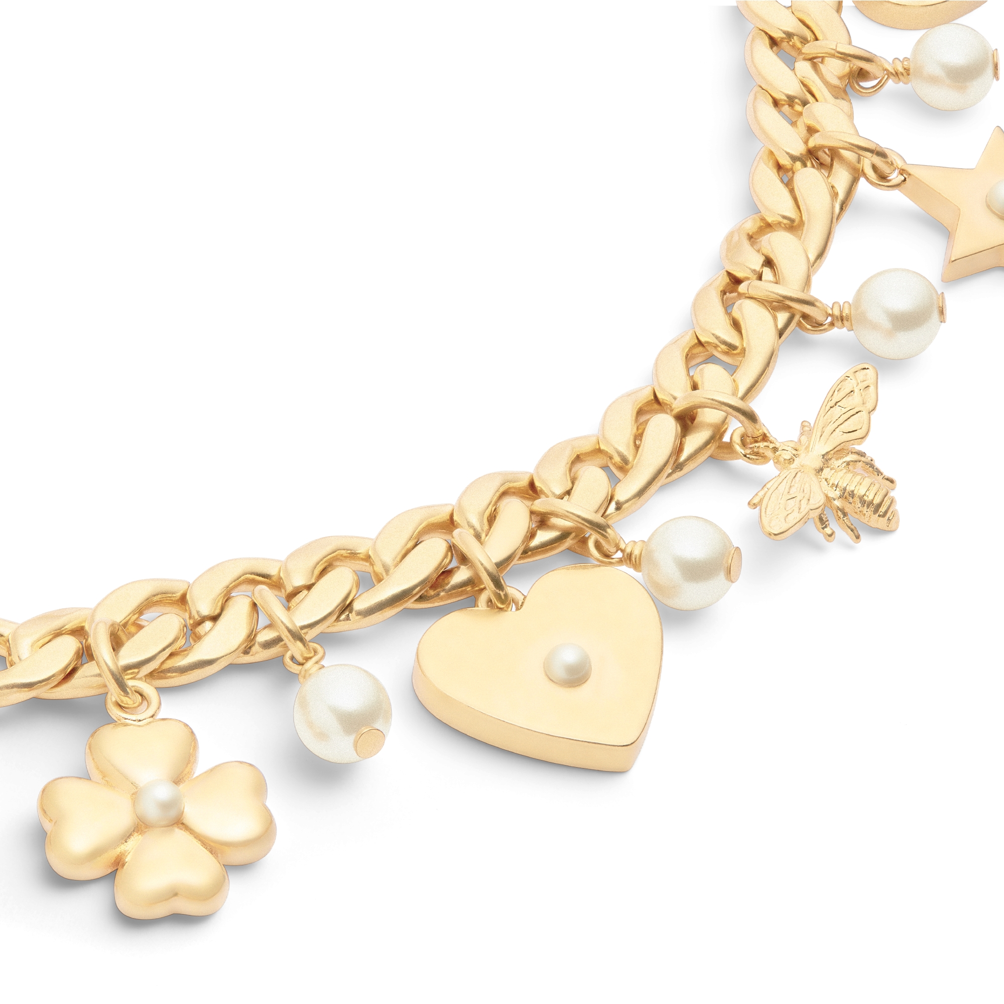 Lucky Dior Necklace Gold-Finish Metal and White Resin Pearls | DIOR