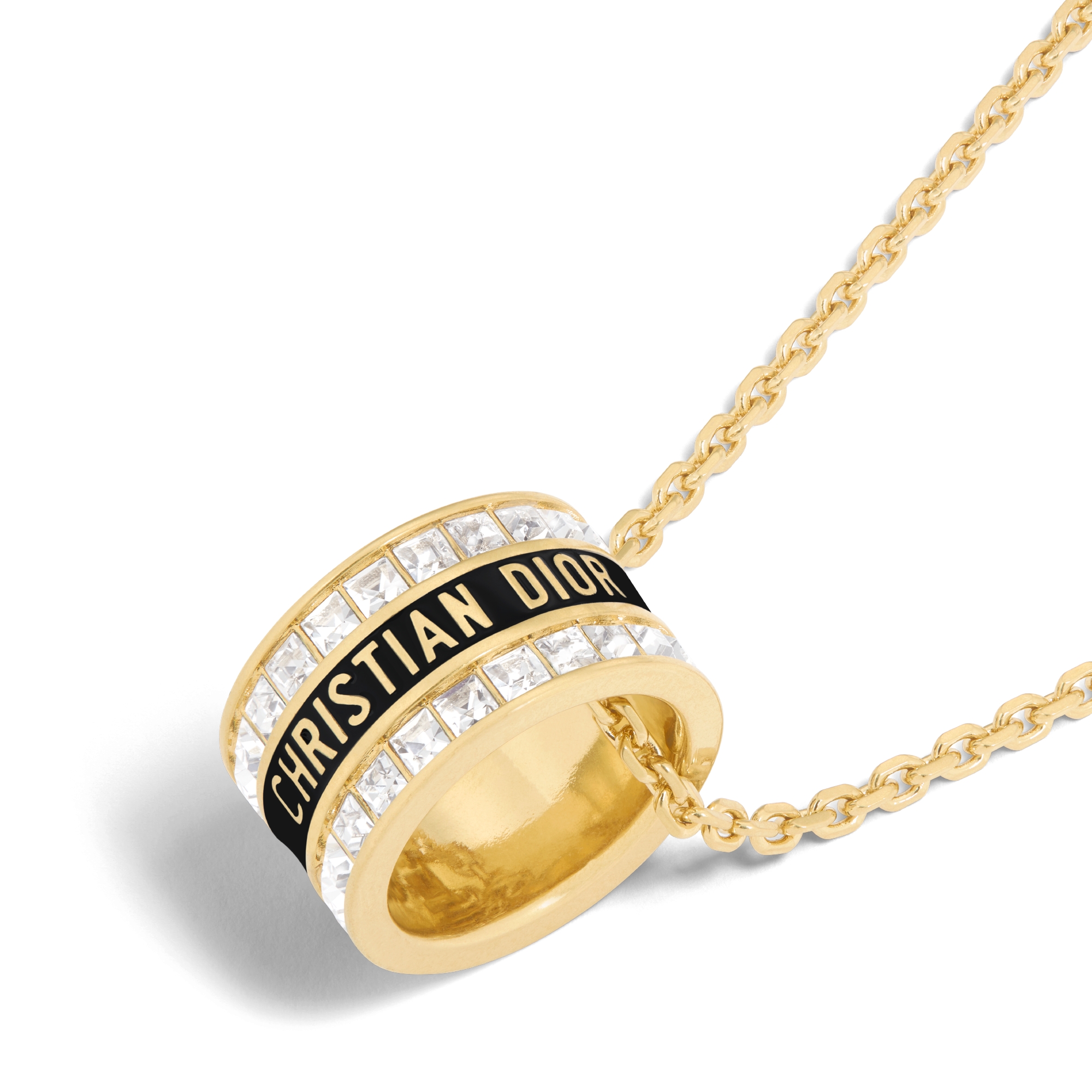 Dior Night Code Necklace Gold-Finish Metal, White Crystals and Black ...