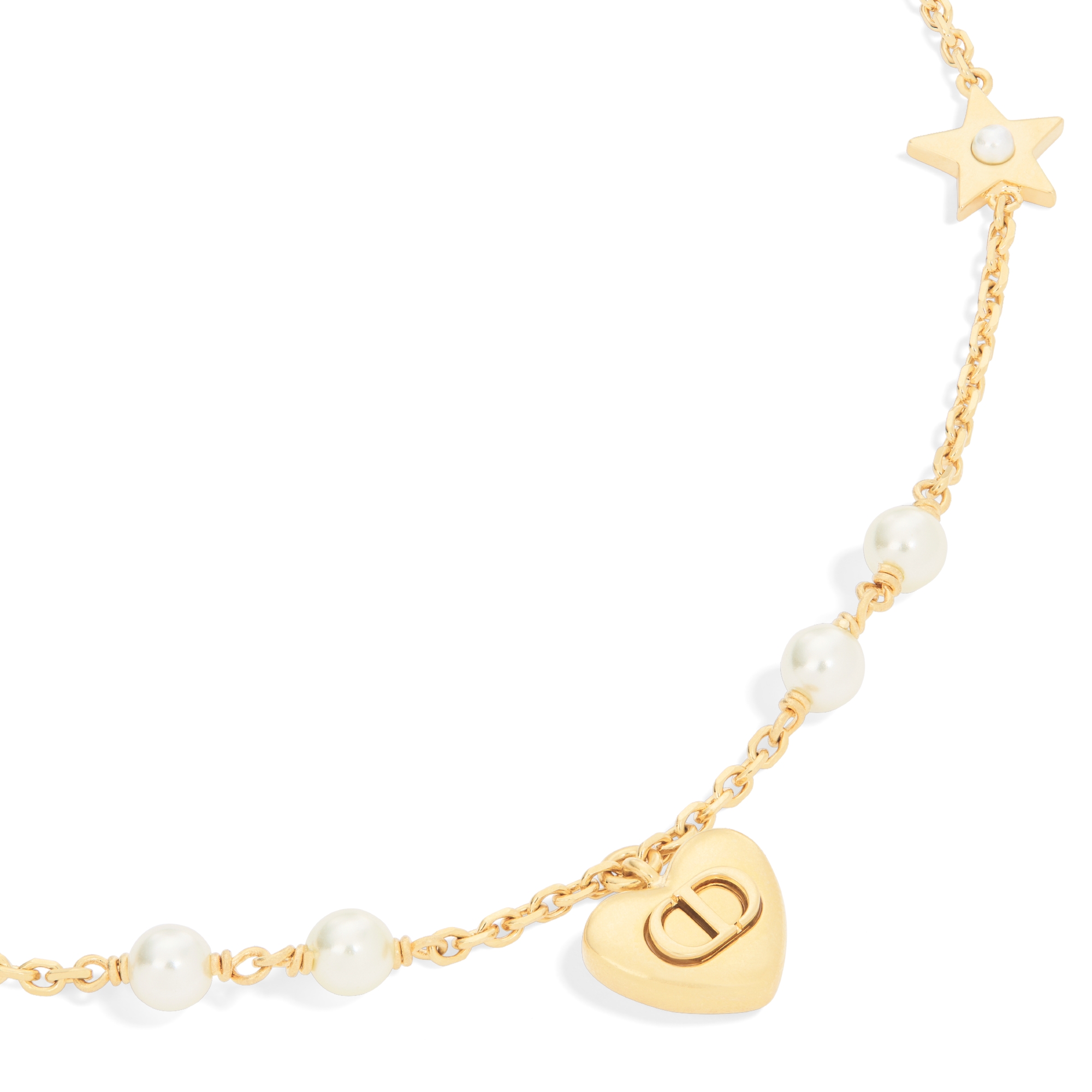 Collier Lucky Dior Métal finition dorée et perles en résine blanche | DIOR