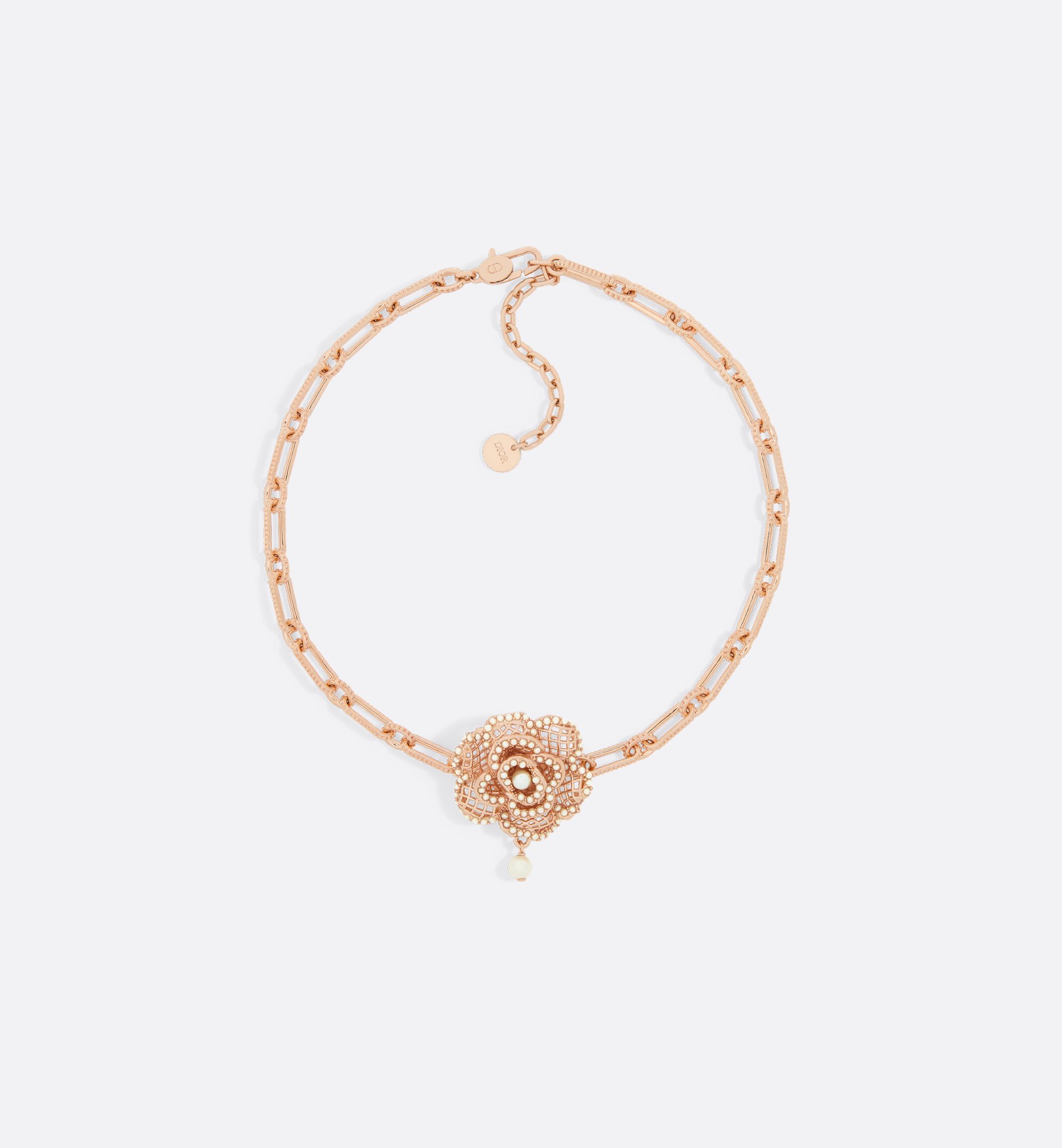 Lumière de Rose Necklace Pink-Finish Metal and White Resin Pearls | DIOR Lumière de Rose Necklace Pink-Finish Metal and White Resin Pearls | DIOR