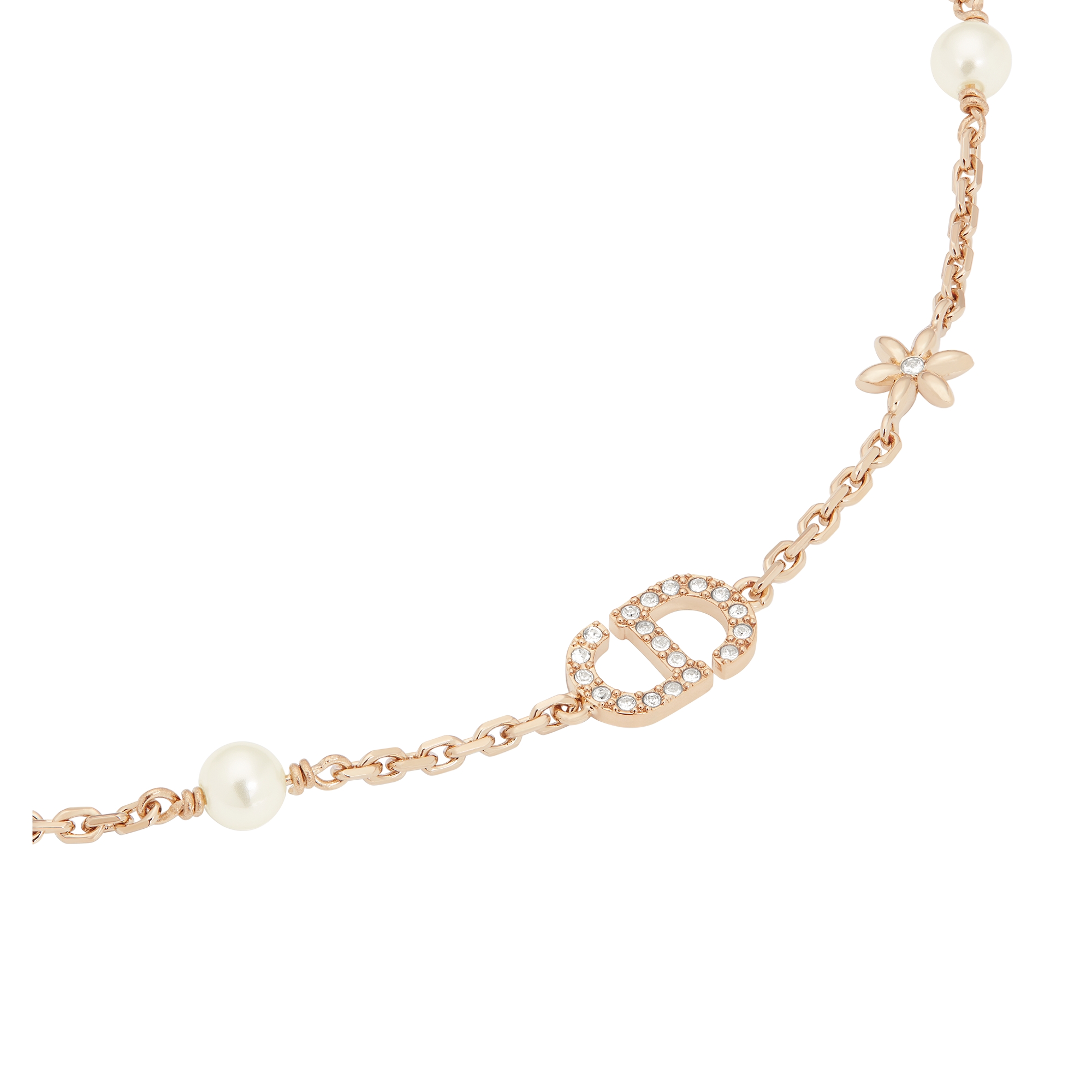Petit CD Daisy Necklace Pale Gold-Finish Metal, White Resin Pearls and ...