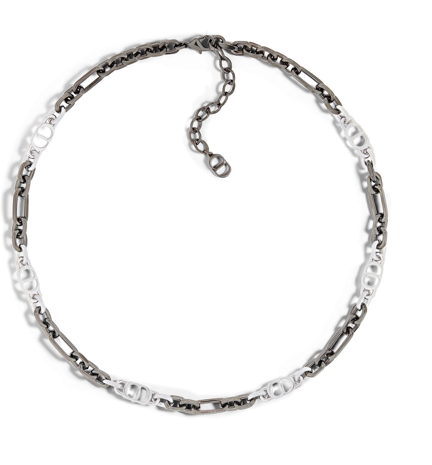 CD Icon Chain Link Necklace Ruthenium- and Silver-Finish Brass | DIOR