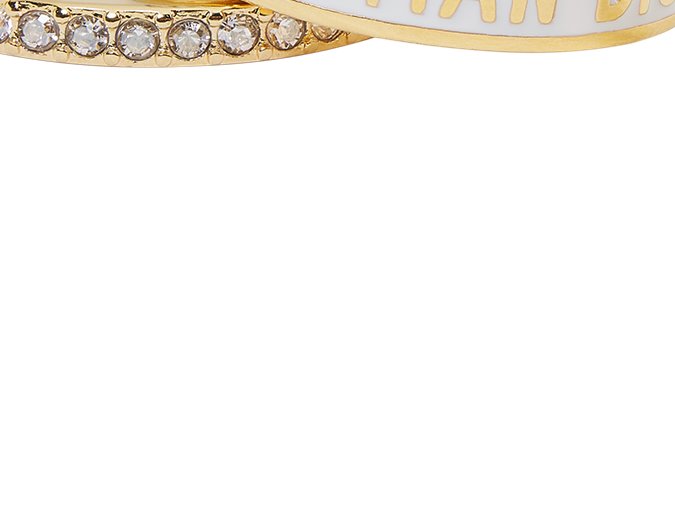 ชุดแหวน Dior Code โลหะเคลือบทองที่มีคริสตัลโทนสีเงินและงานเคลือบสีขาว ...