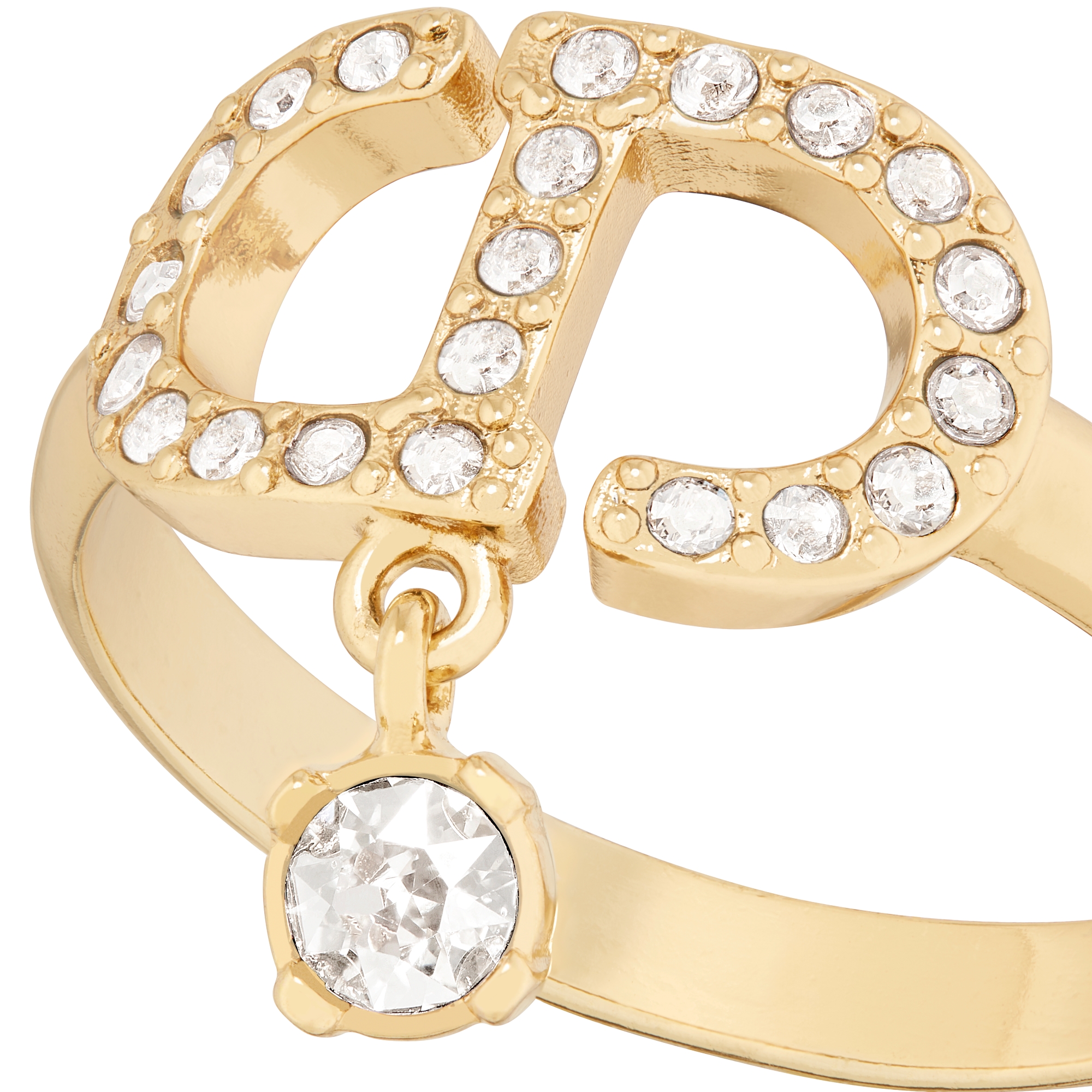 Petit CD Ring Gold-Finish Metal and Silver-Tone Crystals | DIOR