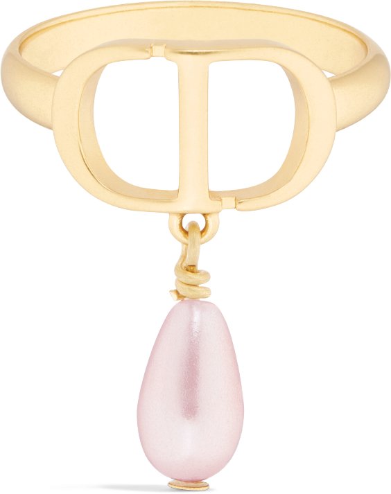 Petit CD Ring Gold-Finish Metal and Iridescent Pink Resin Pearl | DIOR