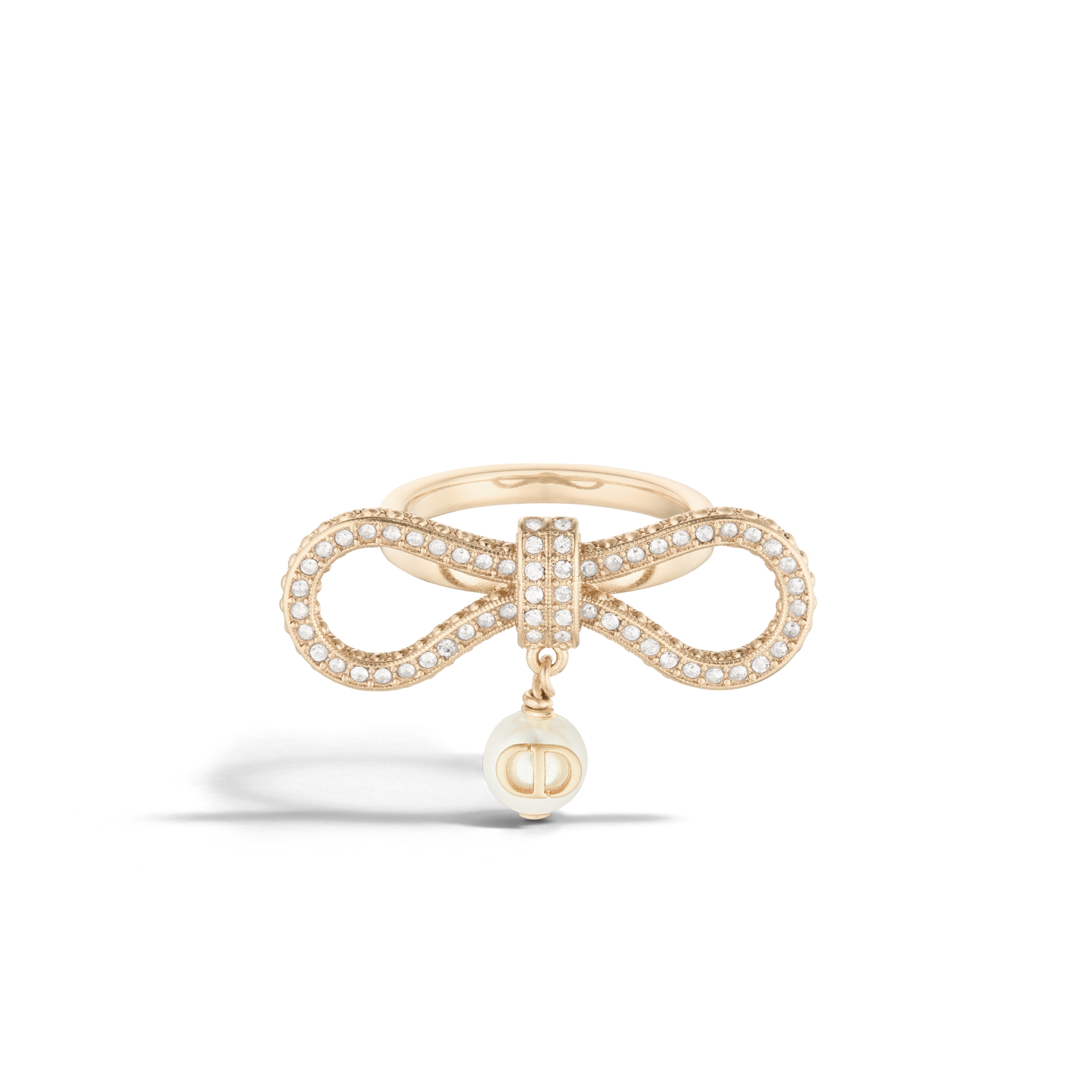 Le Nœud de Dior Ring Champagne-Finish Metal with a White Resin Pearl ...