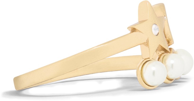 Petit CD Ring Metall mit Gold-Finish und Kunstharzperlen in Weiß sowie ...