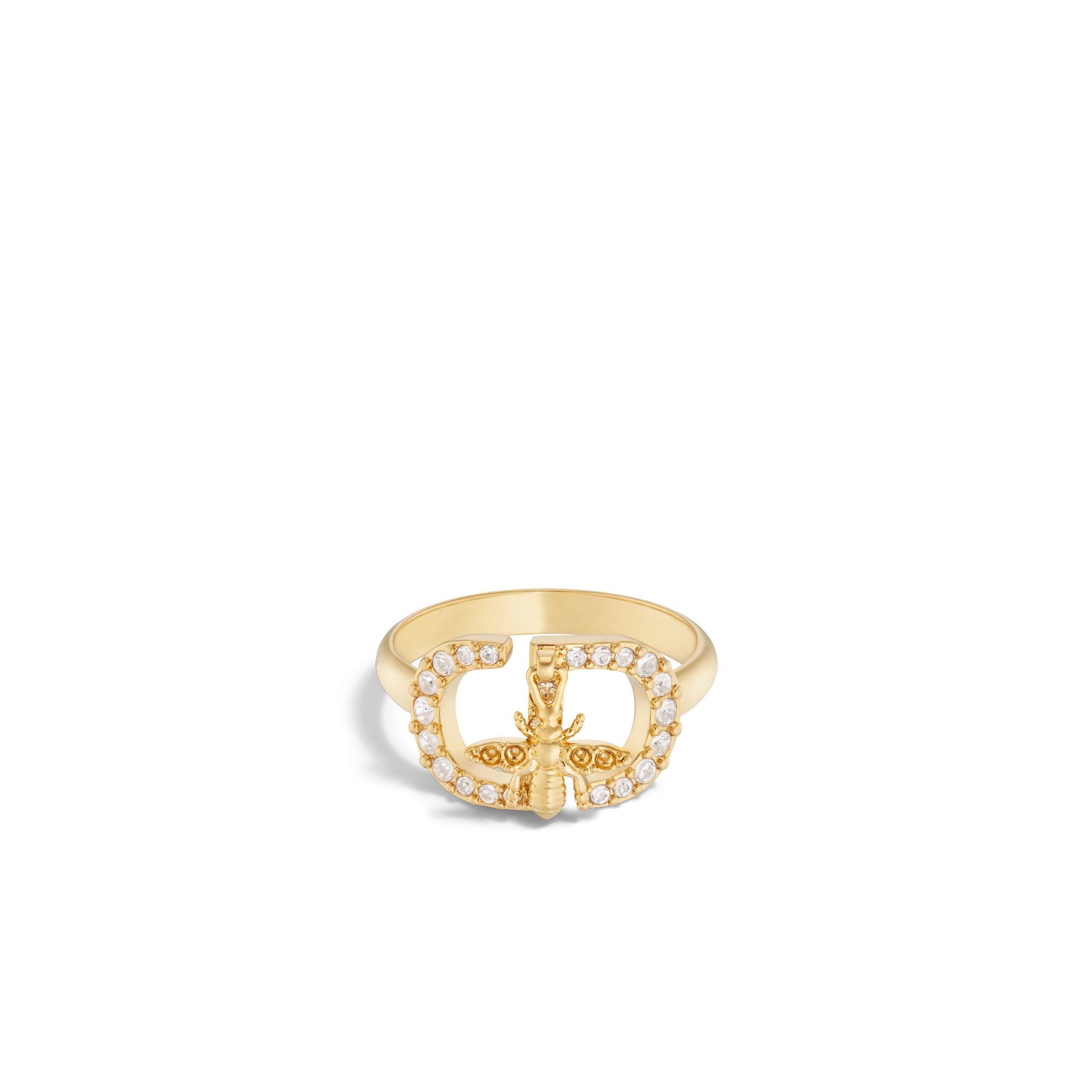 Petit CD Bee Ring Gold-Finish Metal and Silver-Tone Crystals | DIOR