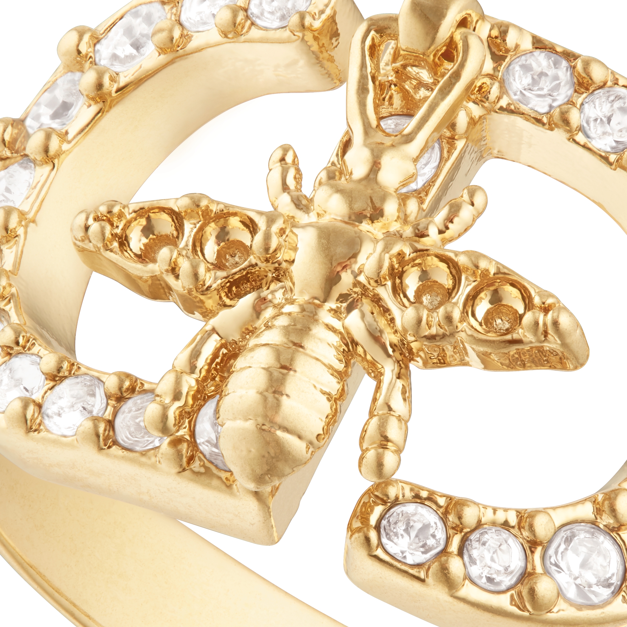 Petit CD Bee Ring Gold-Finish Metal and Silver-Tone Crystals | DIOR