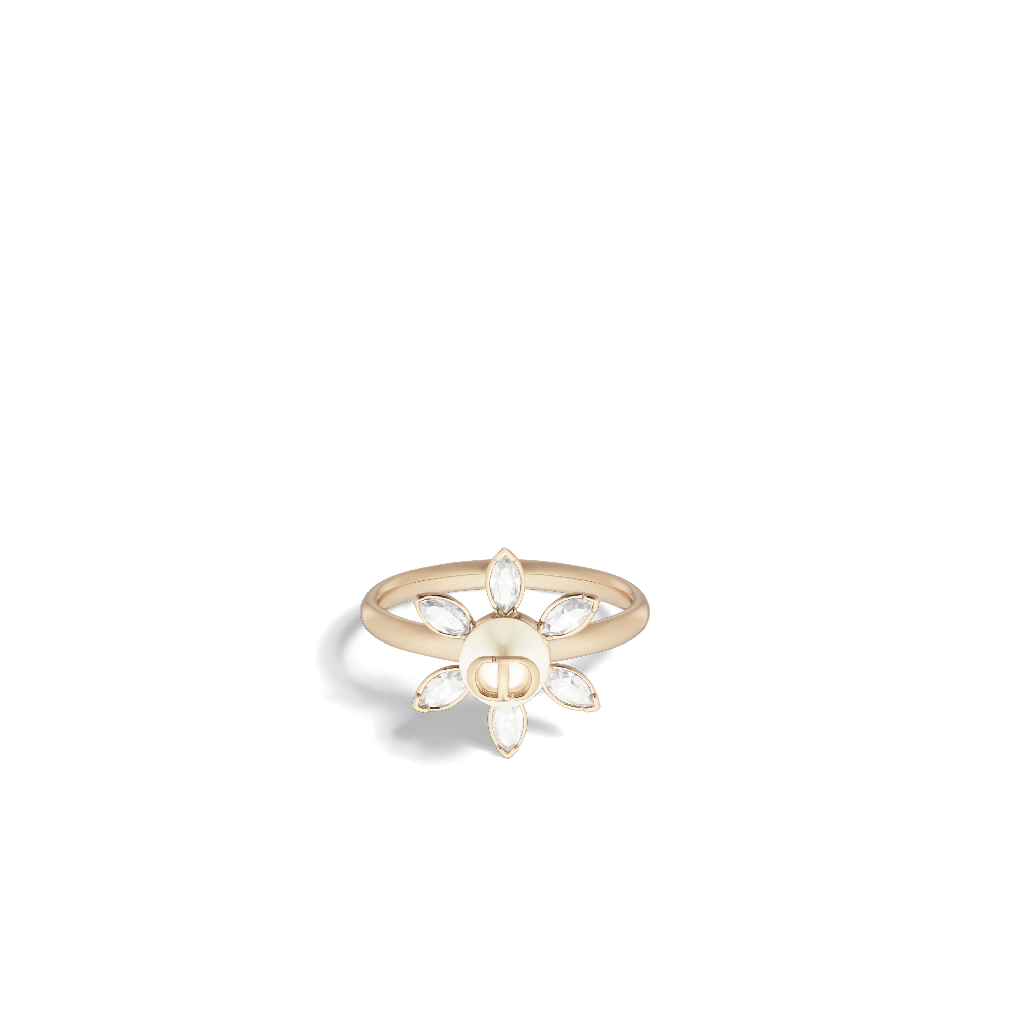 Bloom in Dior Ring Gold-Finish Metal with White Resin Pearl and Silver-Tone Crystals | DIOR